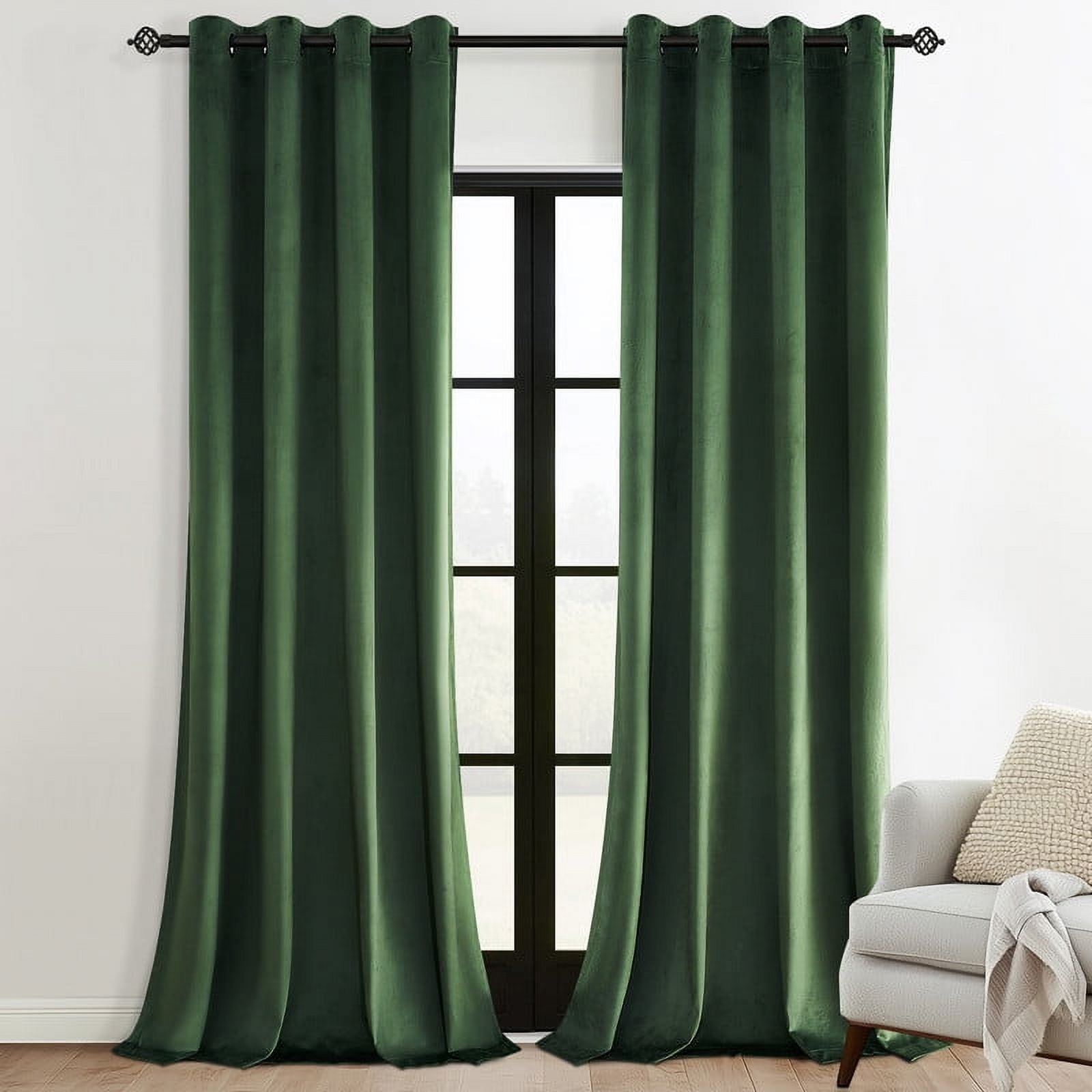 Topfinel Luxury Velvet 100% Blackout Curtains, 52 x 96 Inch, 2 Panels ...