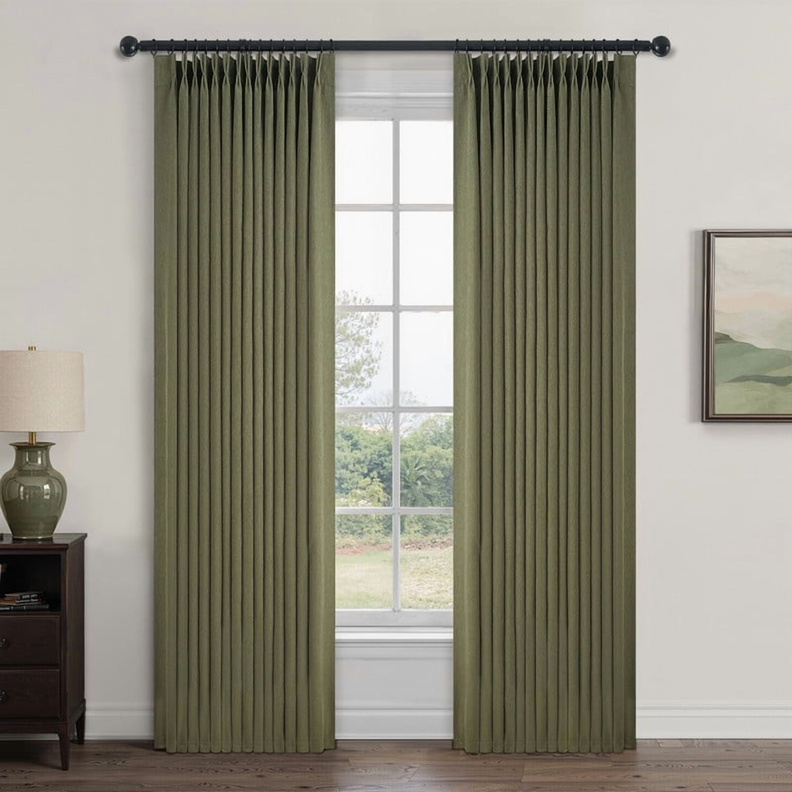 Topfinel Light Filtering Curtains Natural Pinch Pleated Drapes Back Tab ...
