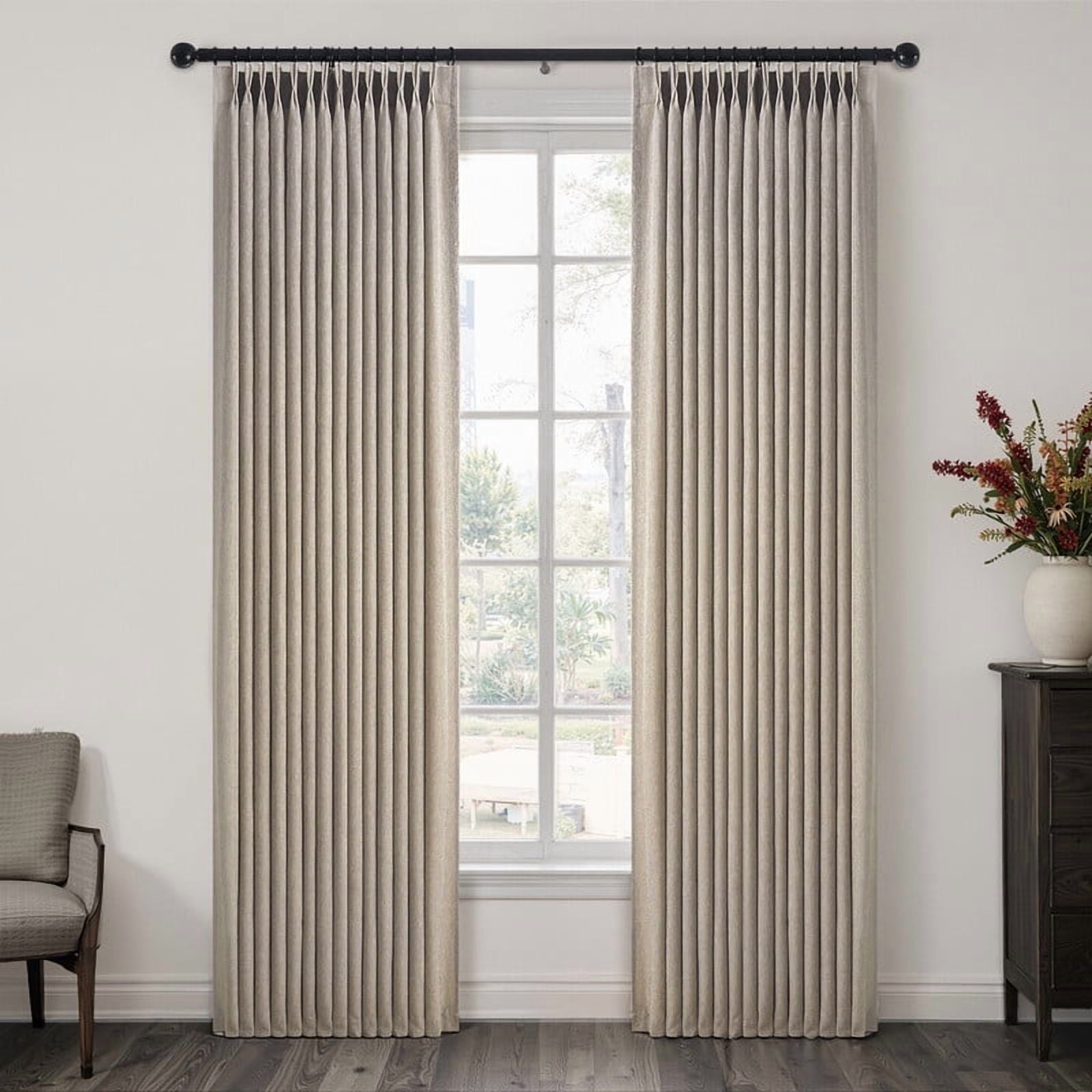 Topfinel Light Filtering Curtains Natural Pinch Pleated Drapes Back Tab ...