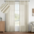 Topfinel Oatmeal Linen Curtains 96 Inches Long for Living Room,Back Tab ...