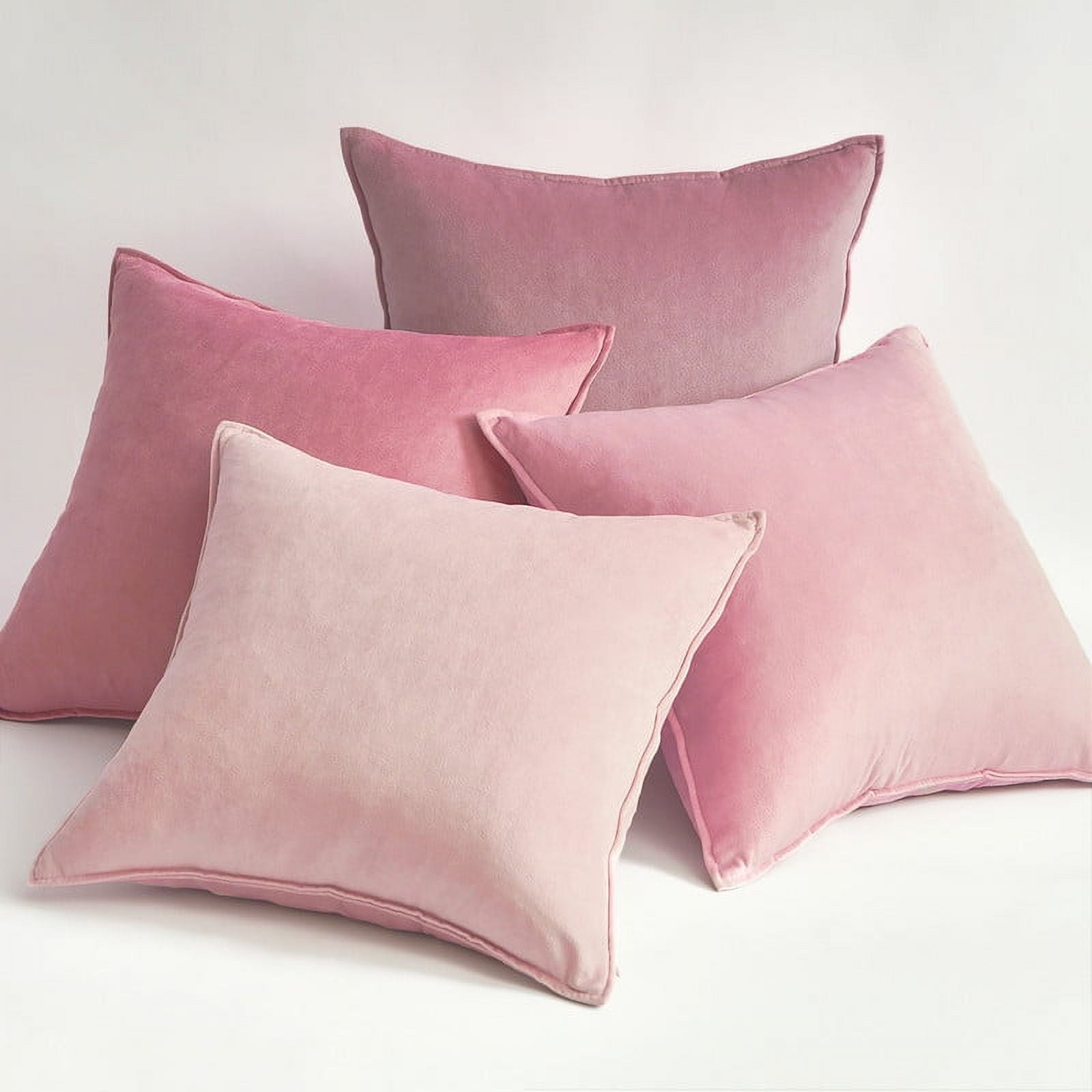 Top Finel 16x16 Inch Country Decorative Pillow Covers, Pink Velvet, Set ...