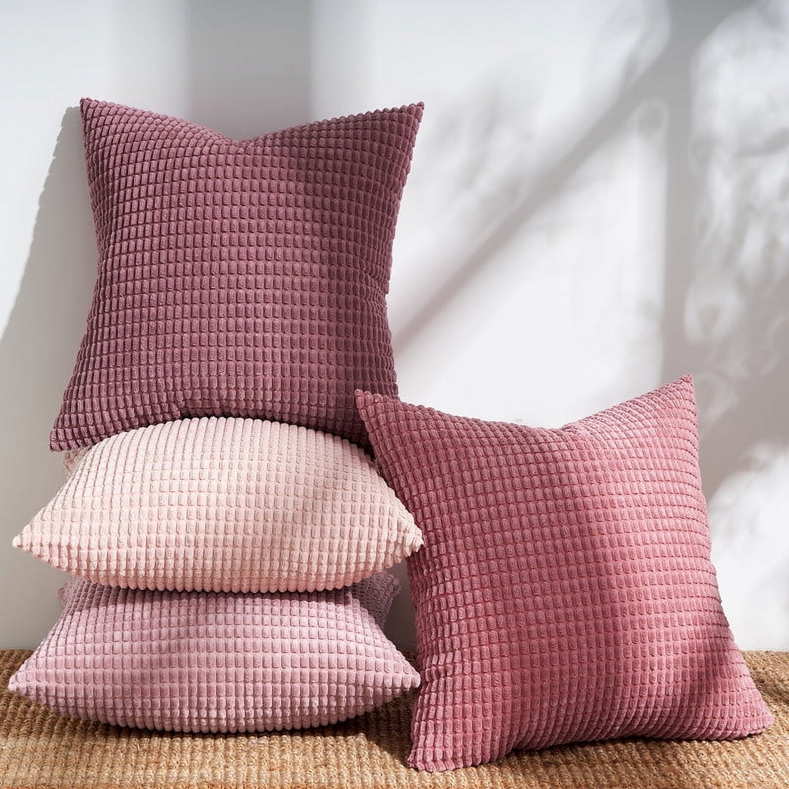 Top Finel 20" x 20" Country Soft Farmhouse Boho Pink Pillow Covers, 4 ...