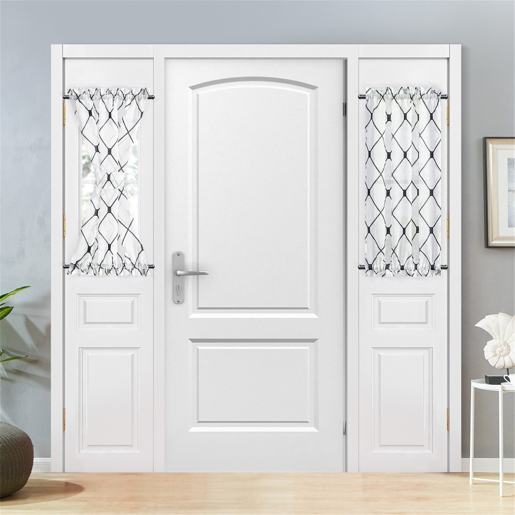 Topfinel Sheer Rod Pocket French Door Curtains Panels (Set of 2 ...