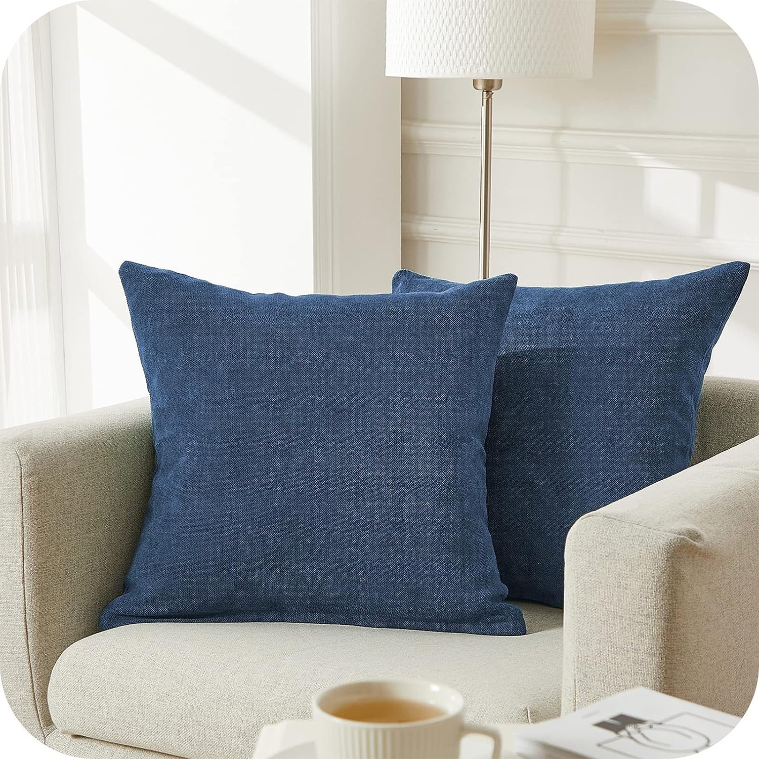 Topfinel Square Decorative Throw Pillow Covers,Soft Chenille Solid ...