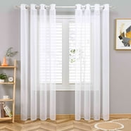JIUZHEN Grey Sheer Curtains 84 Inches Long - Semi Transparent Light Filtering Grommet Window ...