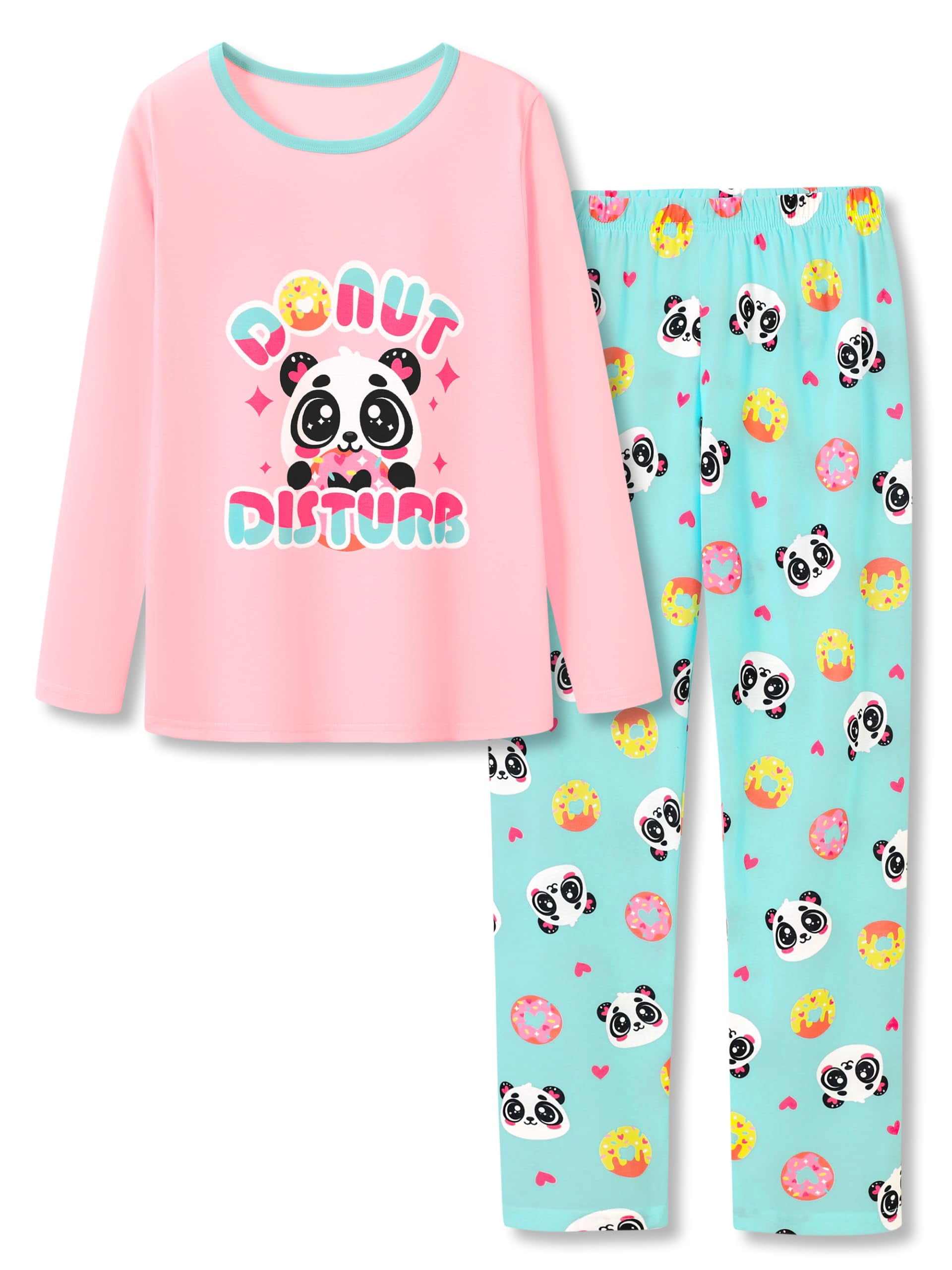 Topgal Big Girl Pajama Set Cute Cartoon Print Donut Panda 2PC Pjs Light ...