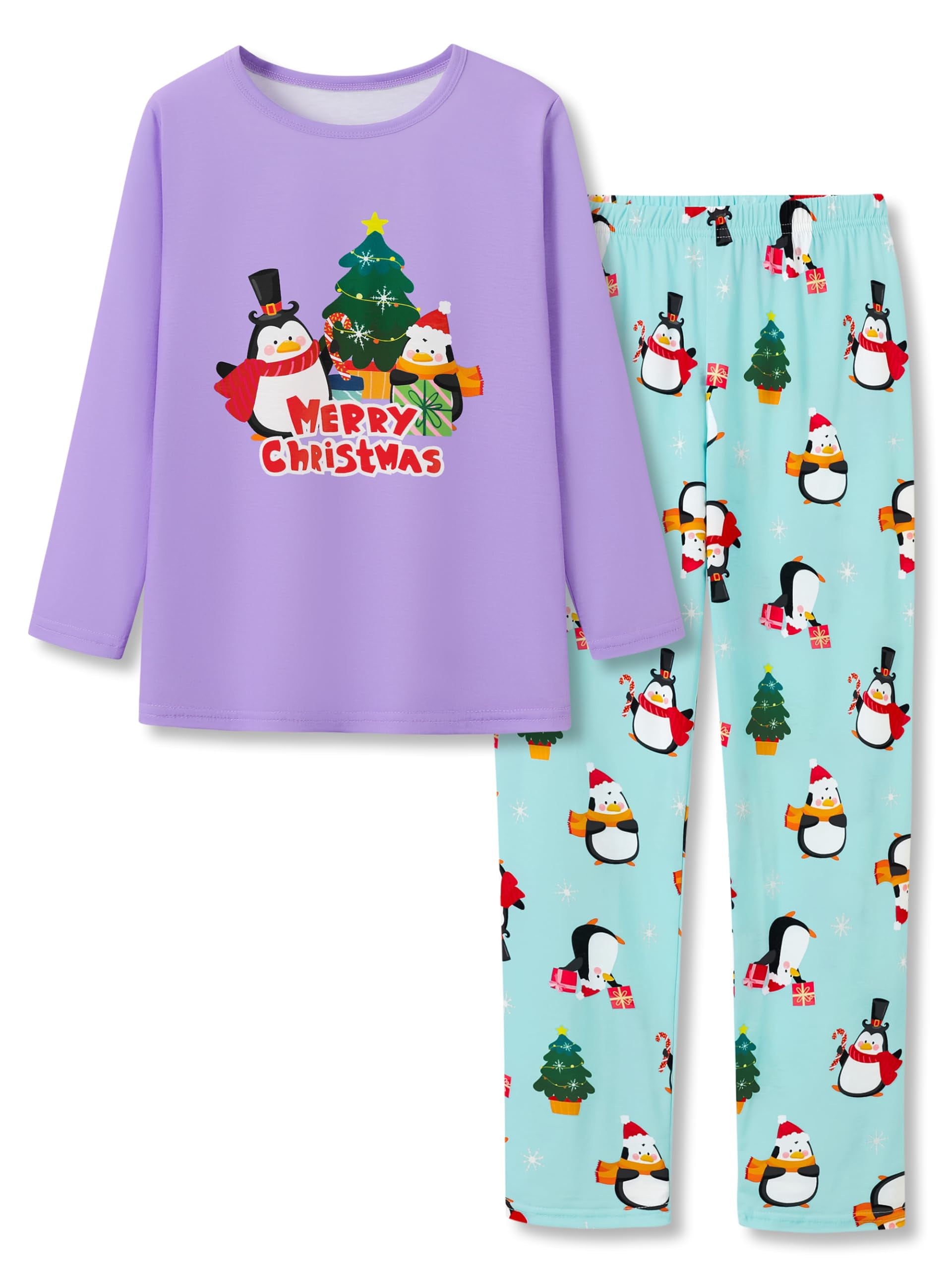 Topgal Big Girls Christmas Pajamas Long Sleeve and Pants Cute Penguin ...