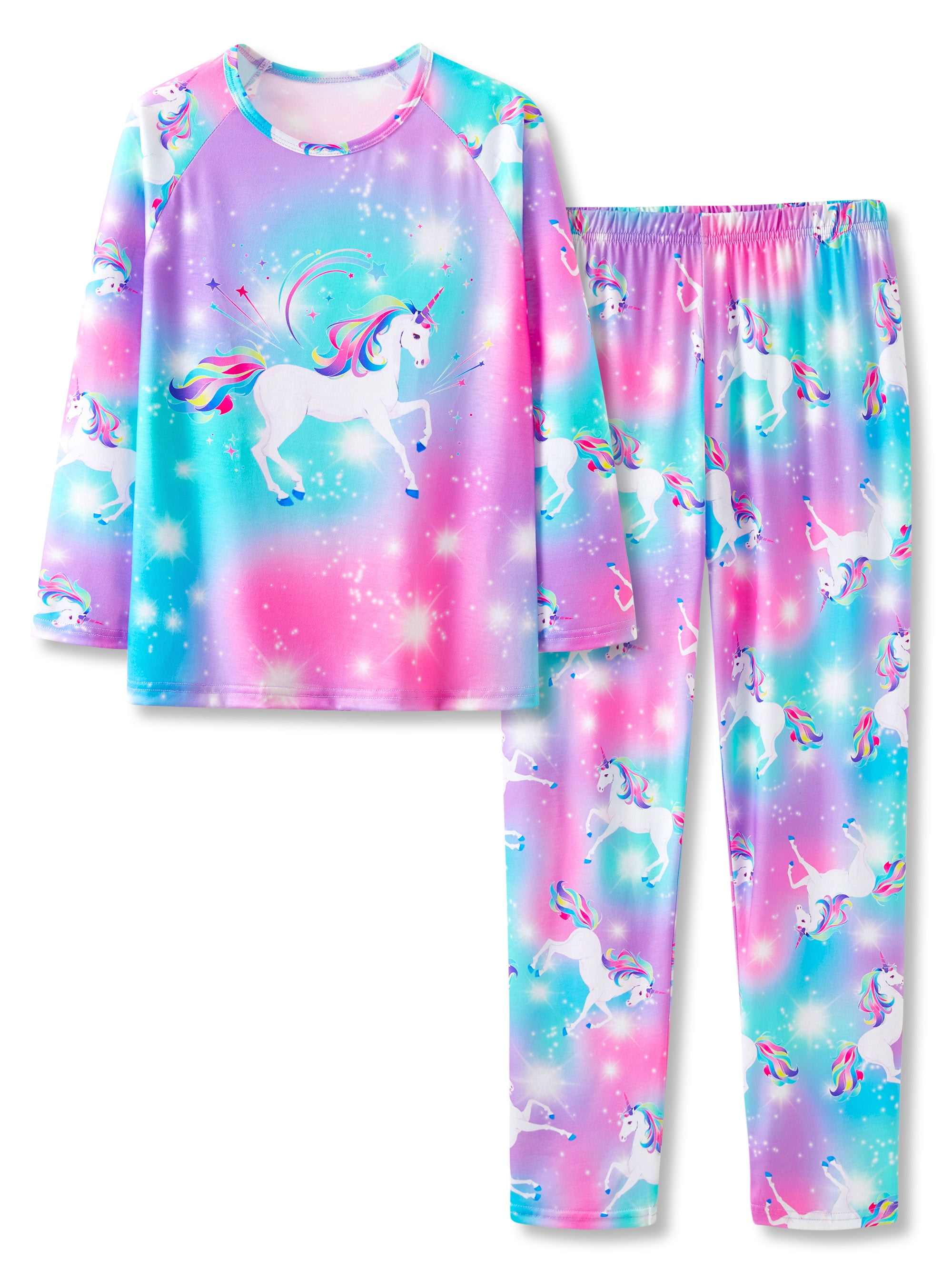 Topgal Little & Big Girls Pajamas Rainbow Unicorn Cotton Long Sleeve PJ ...
