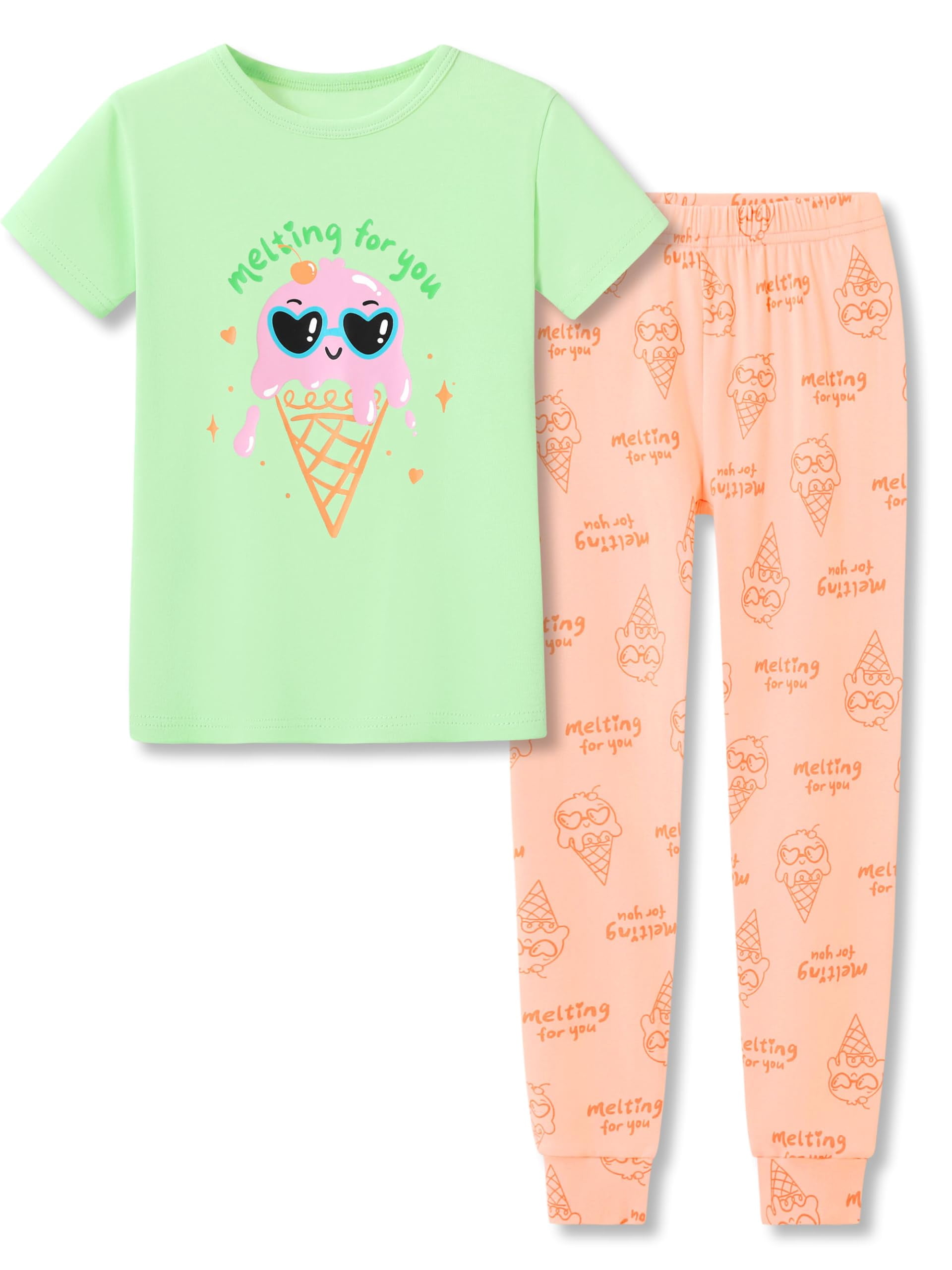 Topgal Little Girls Pajamas Set Kids Sung Fit Cotton Ice-cream Pjs ...