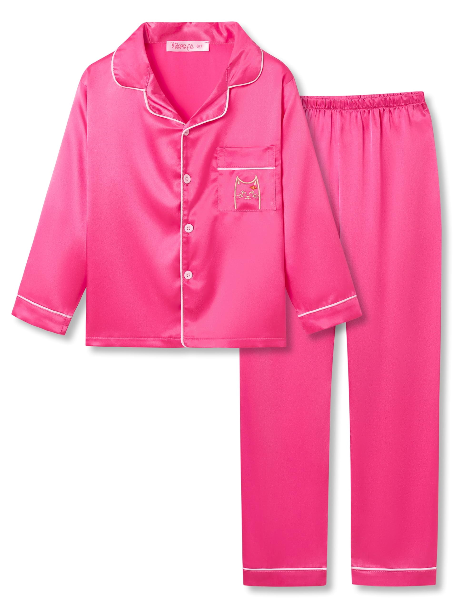 Topgal Teen & Little Girls Satin Pajamas 2 PC Comfy Long Sleeves and ...