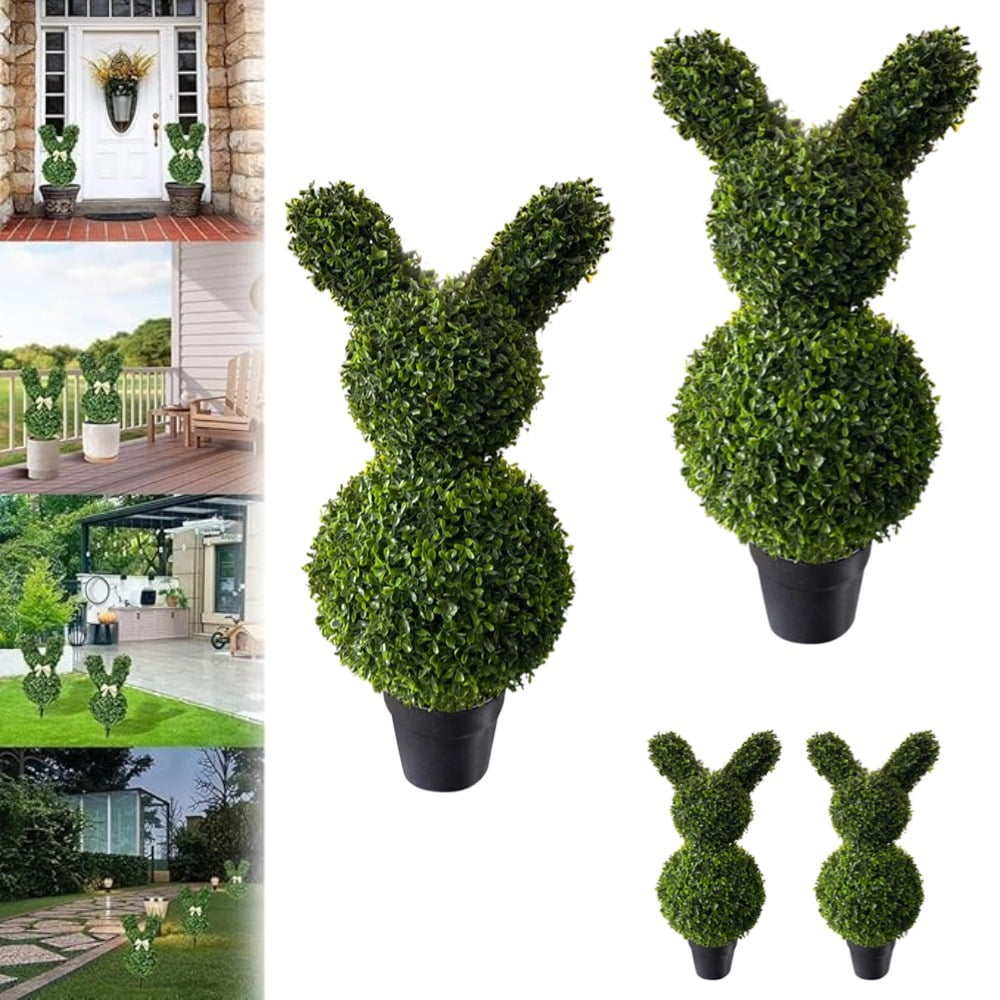 Topiary Bunnies - Artificial Bunny-Shaped Topiary Tree, Easter Porch ...
