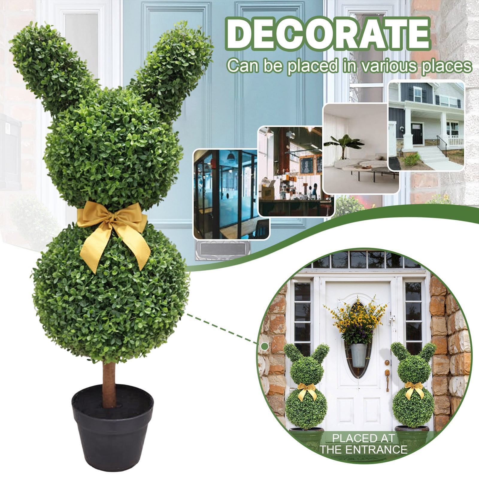 Topiary Bunny, 1 Pcs Bunny Topiary Outdoor, Green Artificial Bunny ...