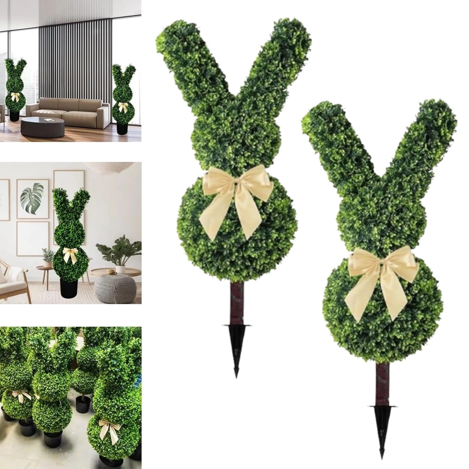 Topiary Bunny, 2 Pcs Bunny Topiary Outdoor, Green Artificial Bunny ...