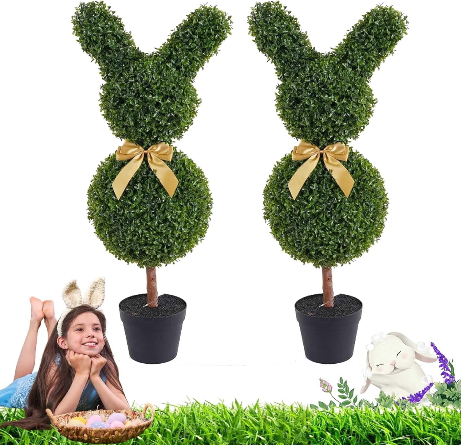 Topiary Bunny - Bunny Topiary Outdoor Set of 2, Bunny Shaped Topiary ...