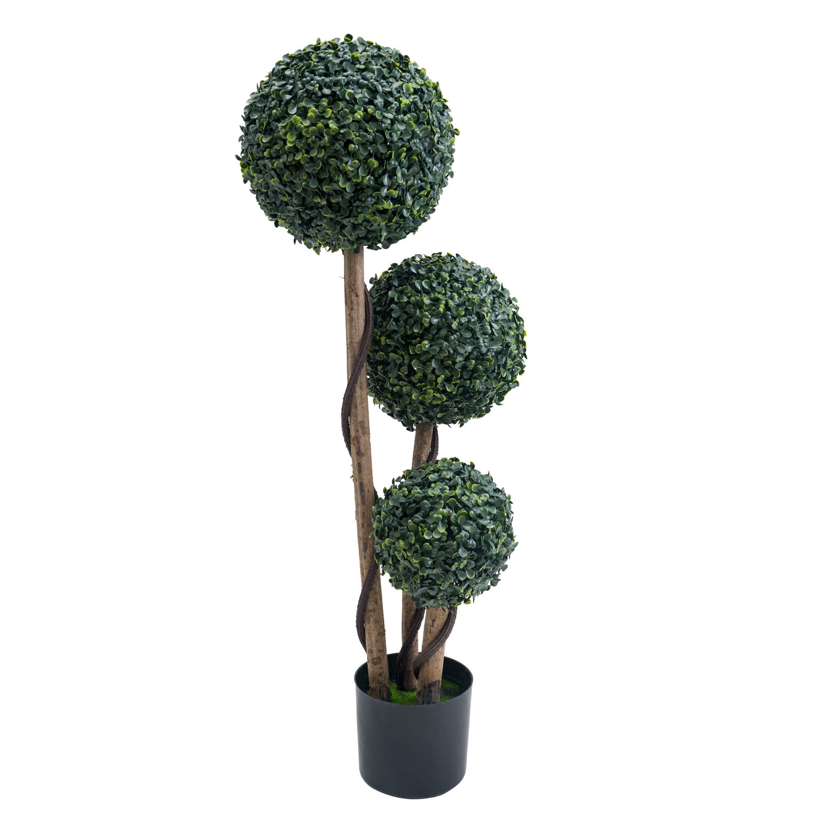 Topiary Trees Artificial Outdoor, Boxwood Triple Ball Trees Milan Grass ...