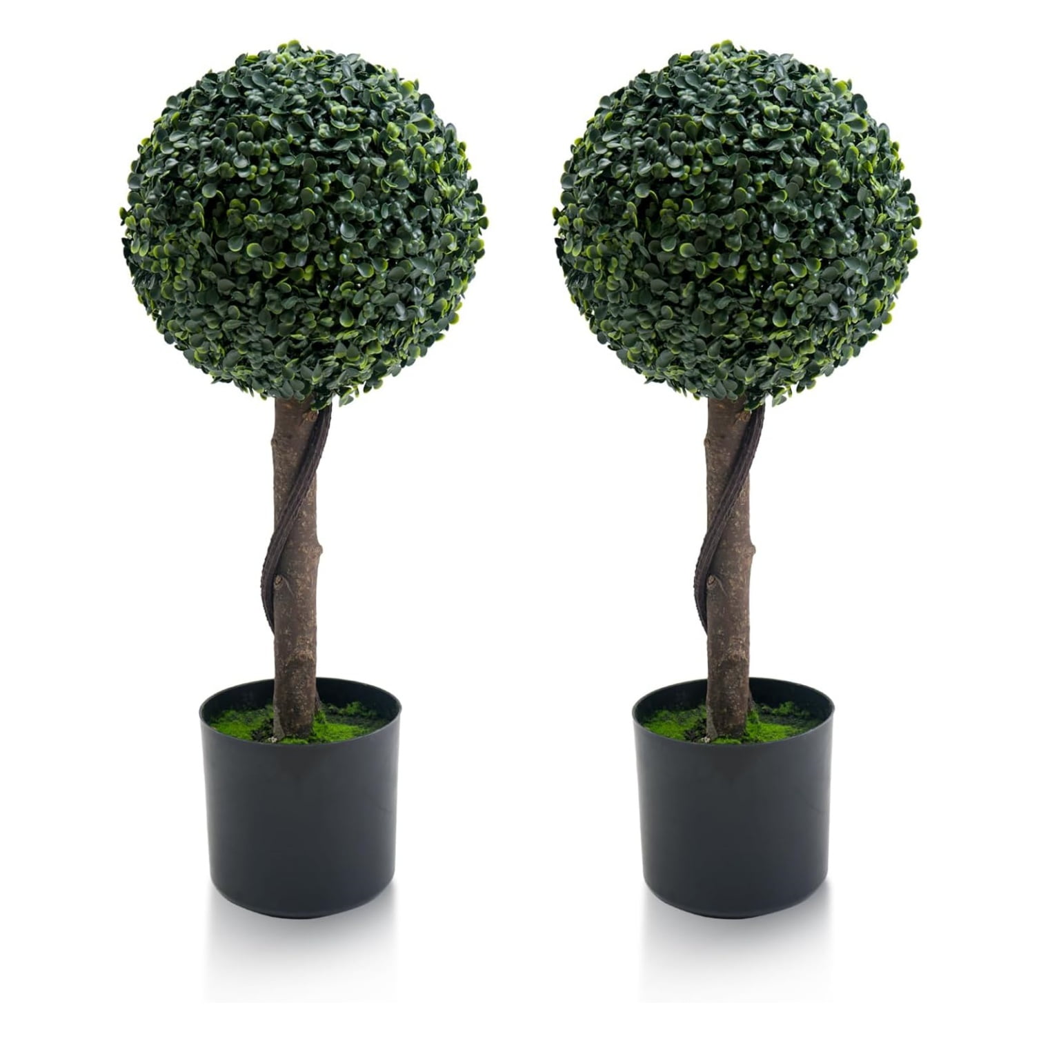 Topiary Trees Artificial Outdoor Set of 2, 24" Milan Grass Ball Topiary ...