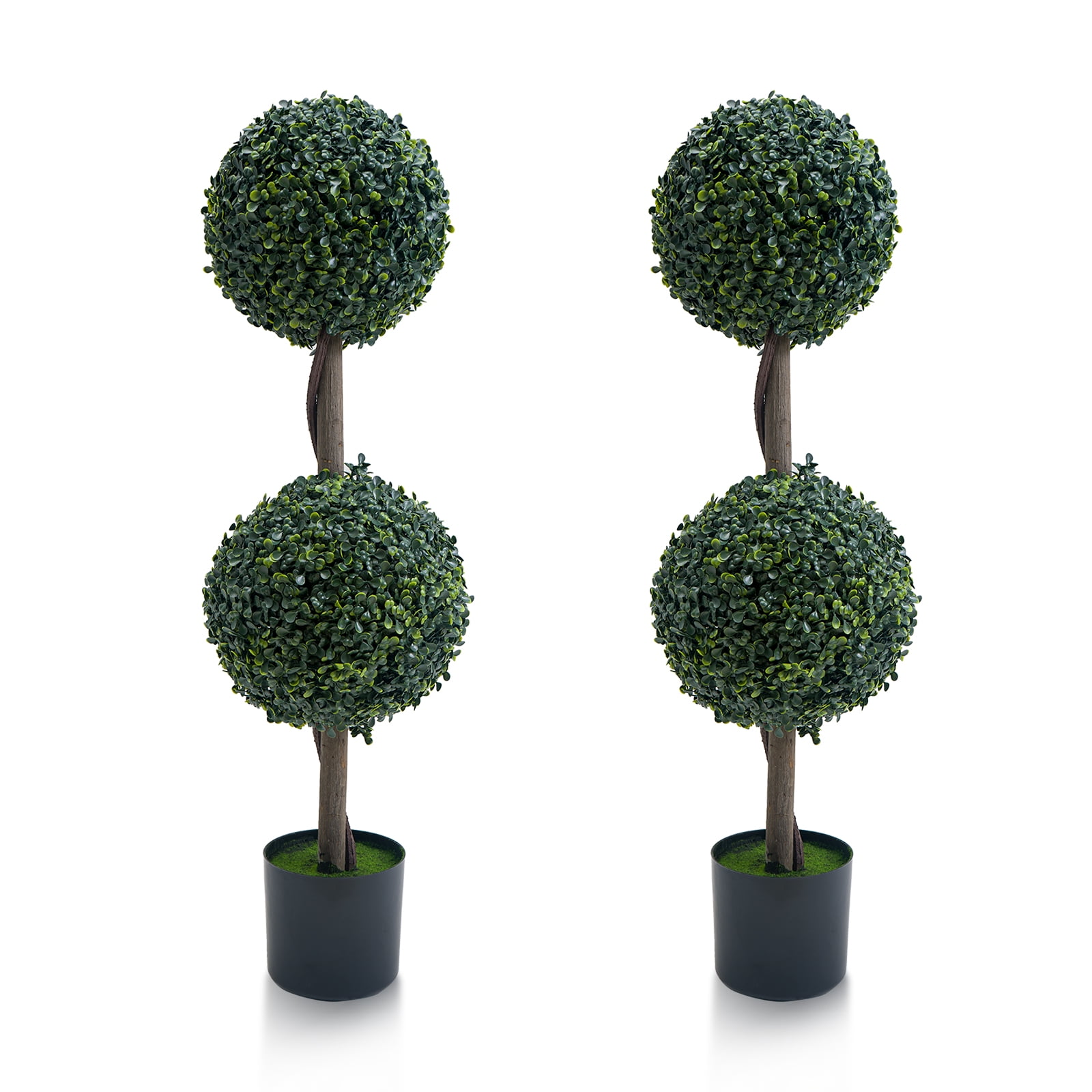 Topiary Trees Artificial Outdoor Set of 2, Milan Grass Ball Topiary ...