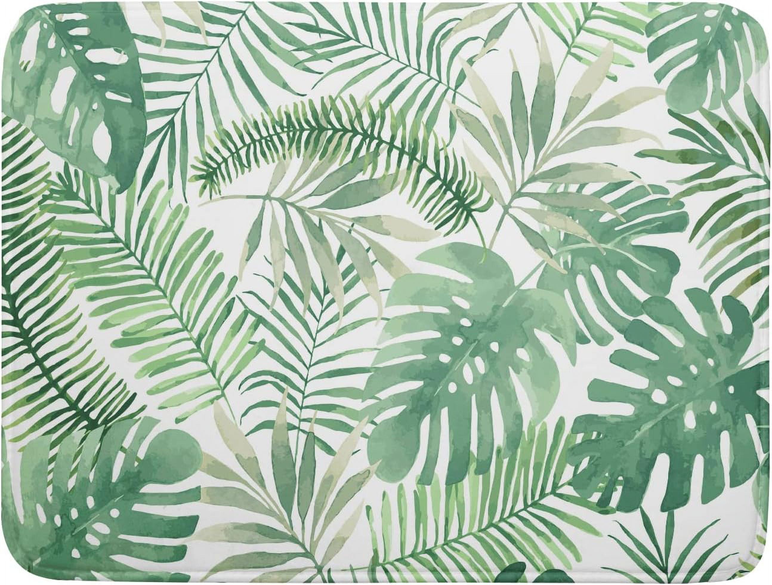 Topical Drying Mats for Kitchen Counter - Palm Leaf Dish Drying Mat 18 x 24 Inch Botanical Plant ...