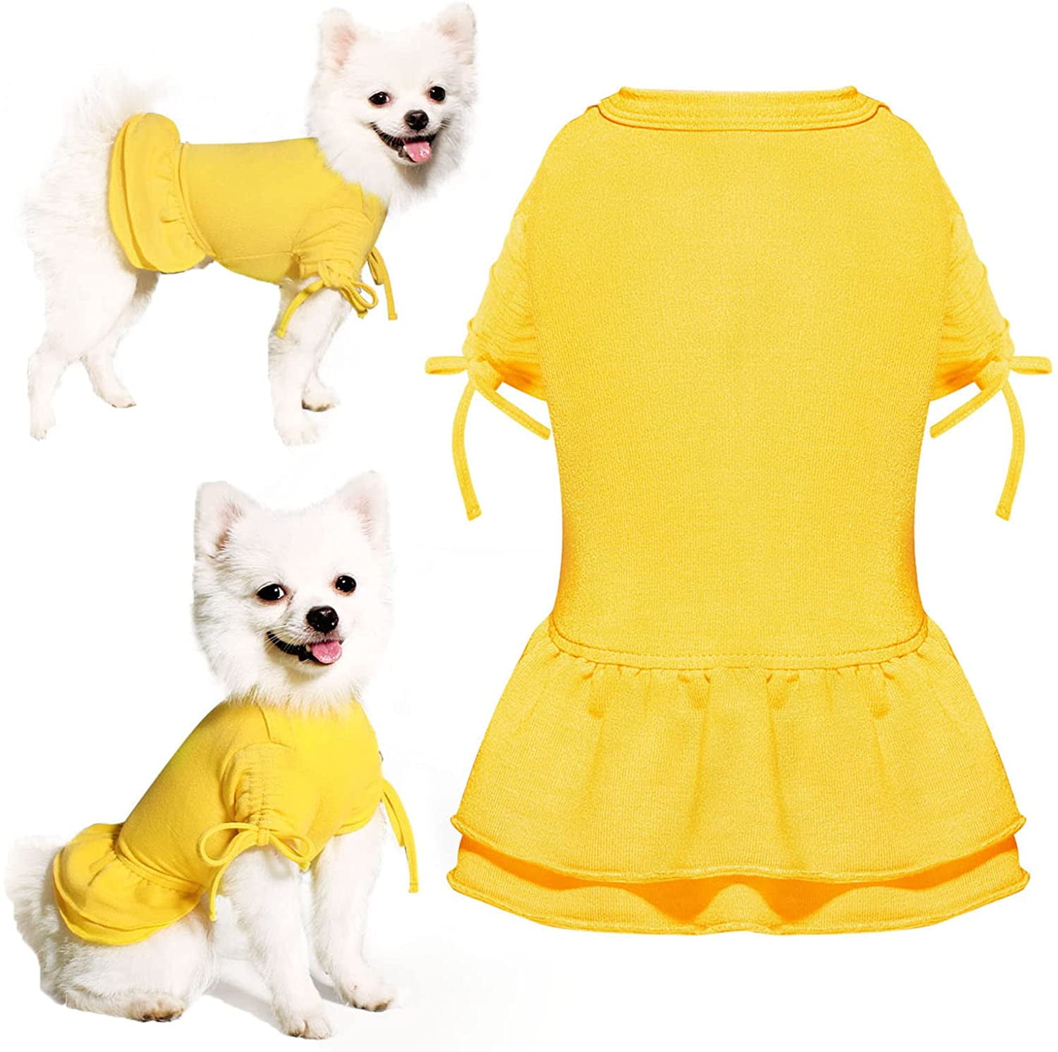 Topkins Dog Dress Puppy Princess Dresses for Small Dogs Girl Yellow, XS ...