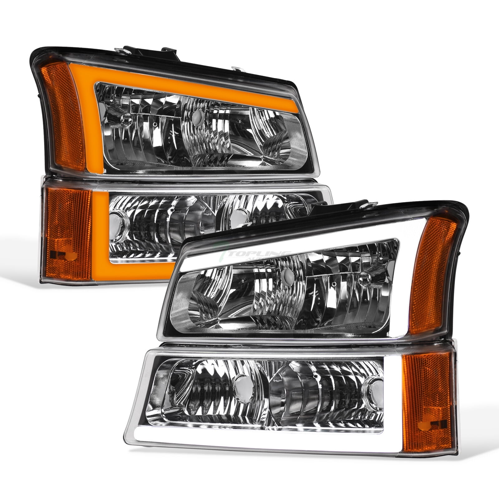 Topline For 03-07 Silverado Switchback Sequential LED Headlight+Bumper ...