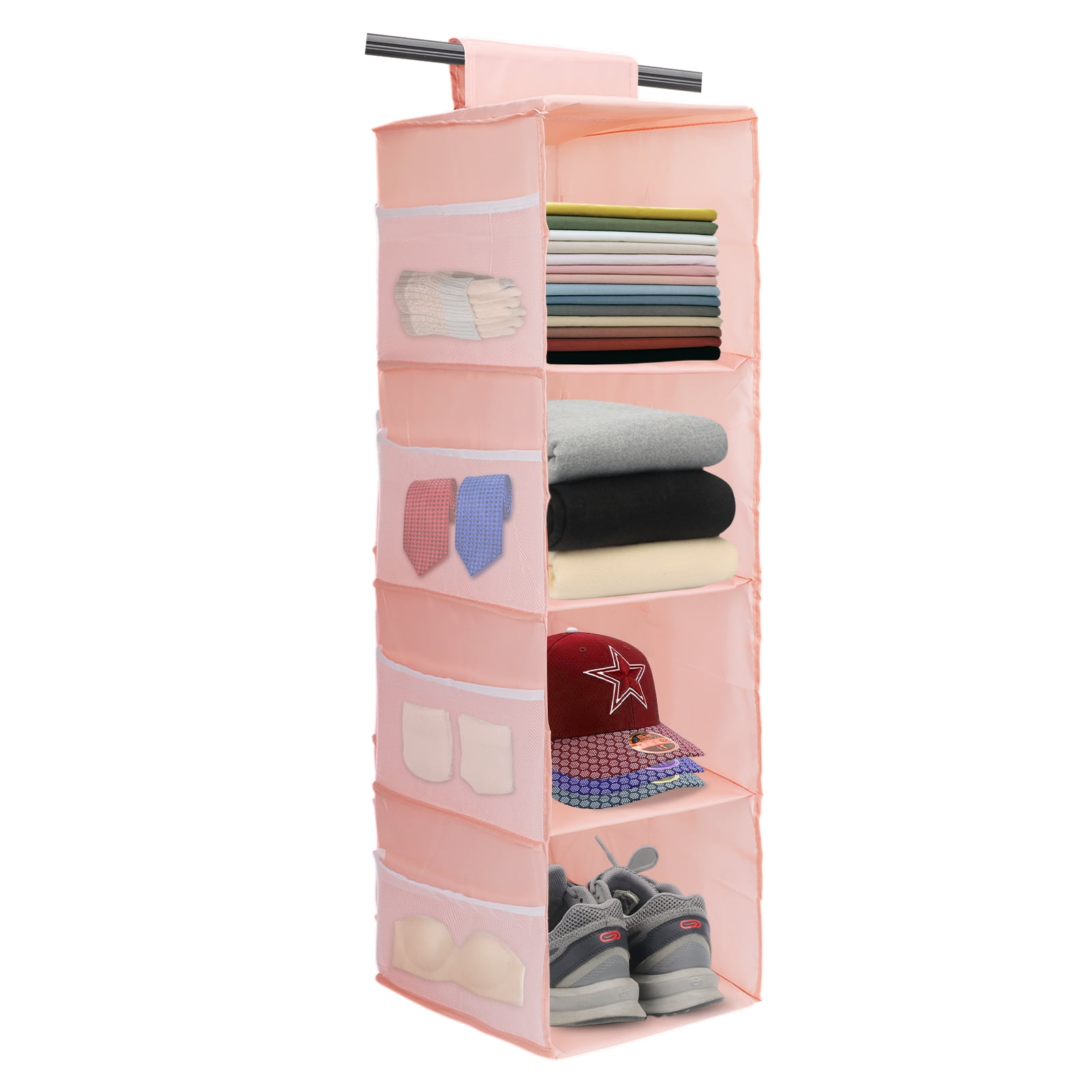 Toplive 4-Shelf Hanging Closet Organizer with Mesh Pockets & Magic Tap ...