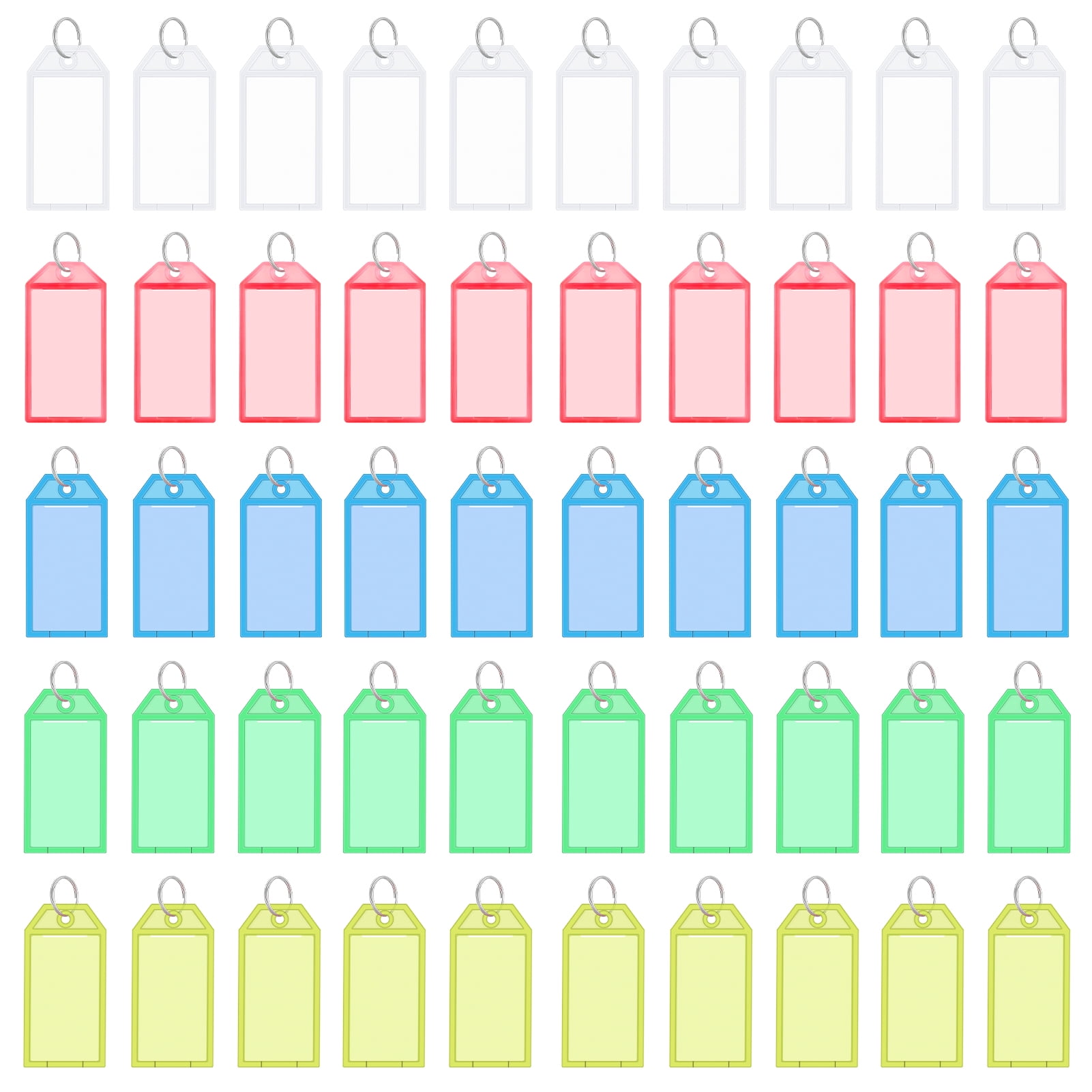 Toplive 50 Pack Tough Plastic Key Tags with Split Ring, ID Keychain Tag ...