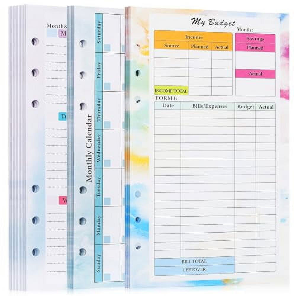 Toplive A5 Planner Refill 82 Sheet Colored Monthly Weekly Planner ...