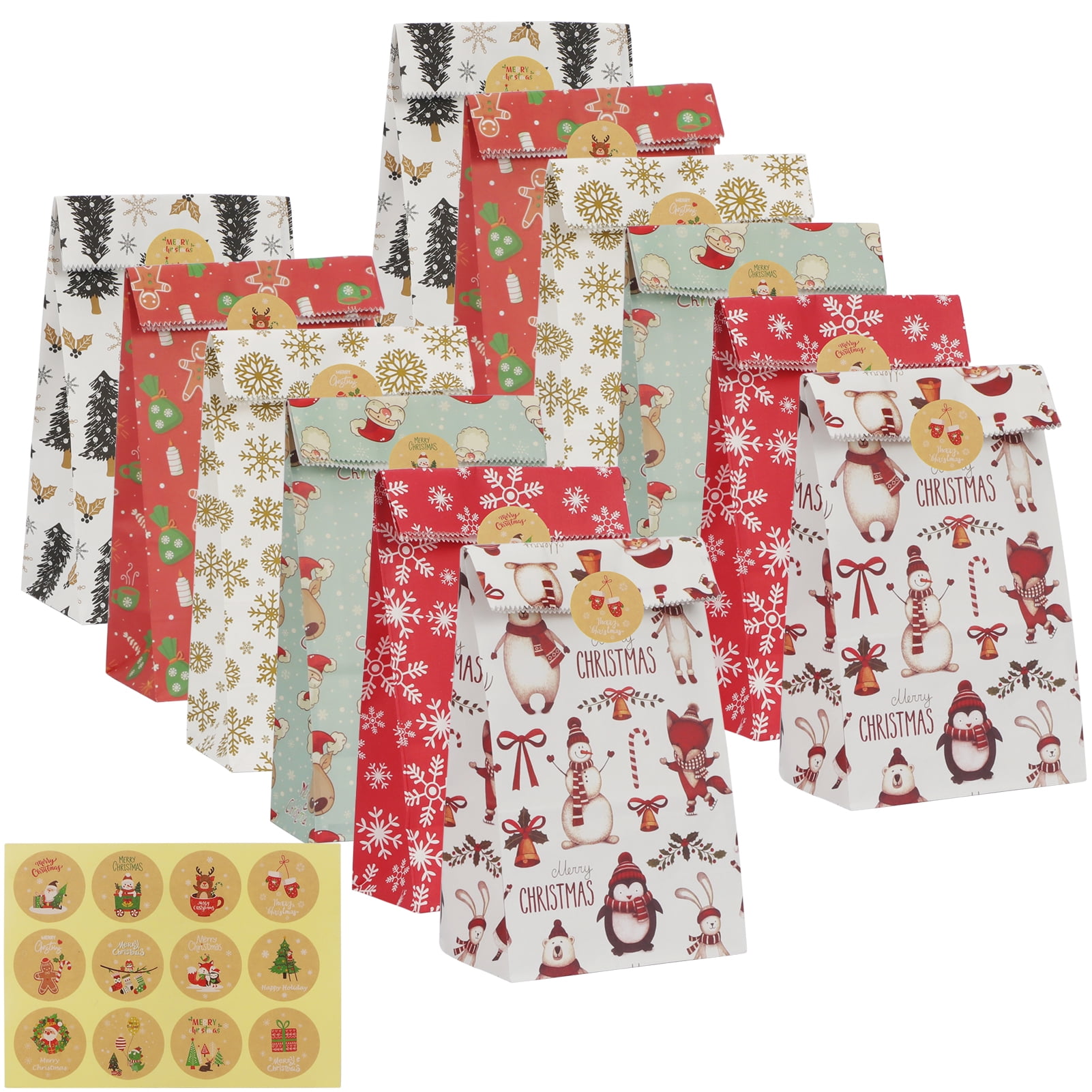 Toplive Christmas Paper Bags, [12 Pack ]Party Gift Candy Treat Bag 6 ...