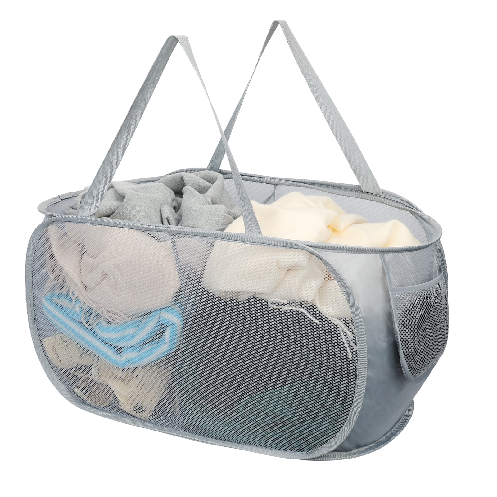 Toplive Folding & Collapsible Mesh Laundry Hamper with 2 Compartments ...