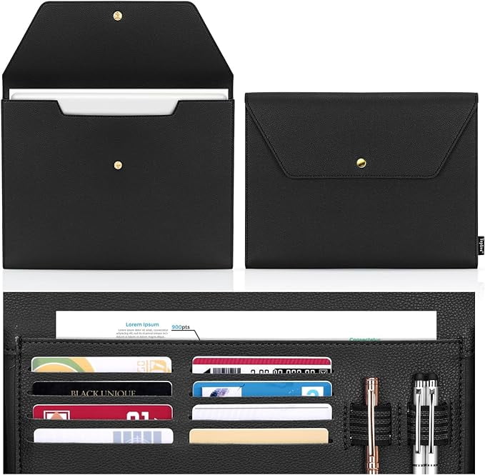 Toplive Document File Folder, Waterproof PU Leather A4 Letter Envelope ...