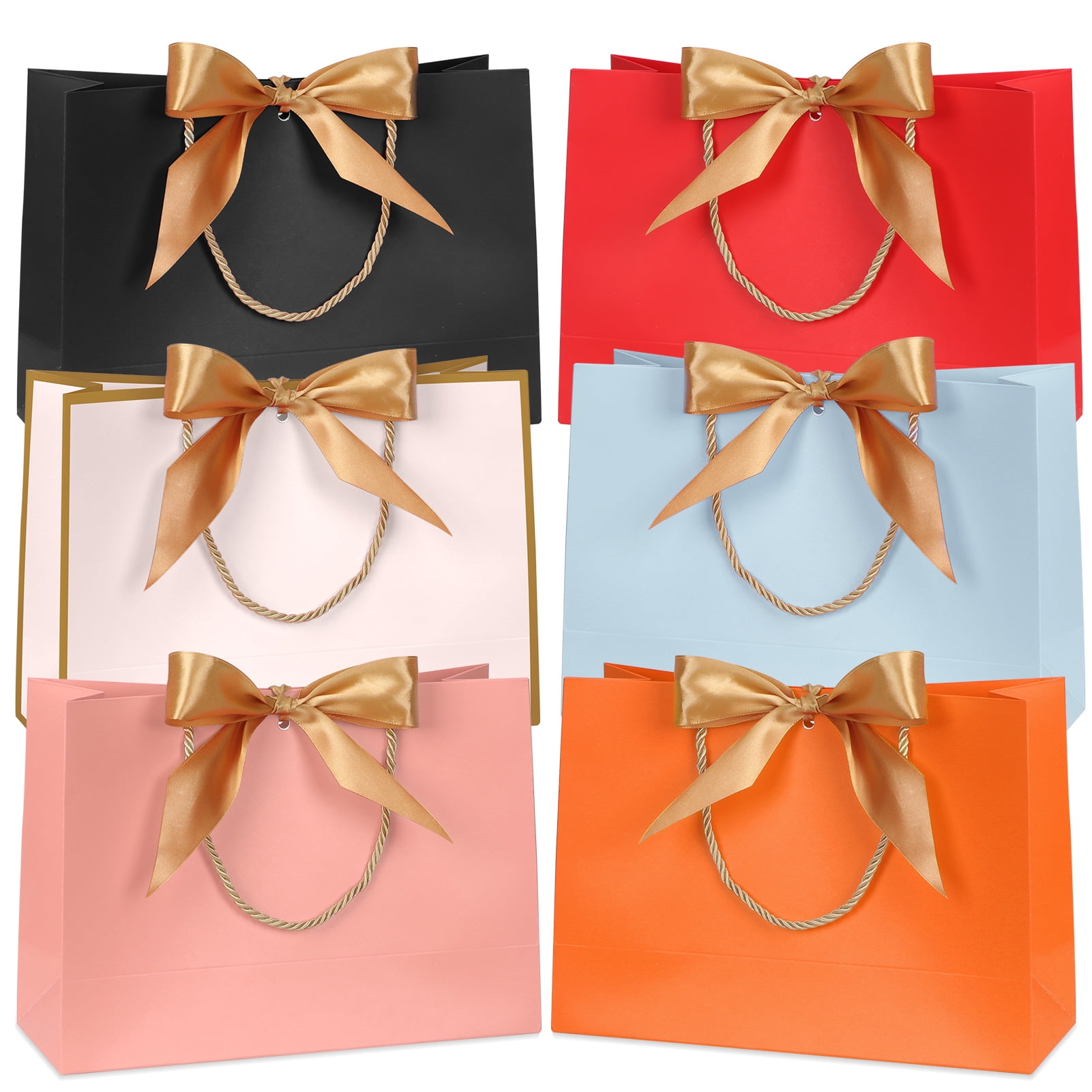 Toplive Gift Bags 6 Pack Small Favor Bags with Handles and Bow Ribbon ...