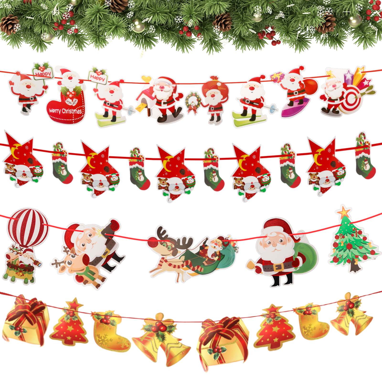 Toplive Merry Christmas Banner 4 Pcs Christmas Decorations Christmas ...