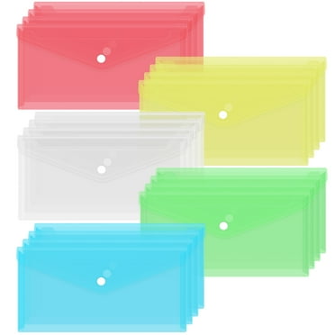 12 Pack Plastic Poly Filing Envelopes, Clear Document Folders Letter A4 ...
