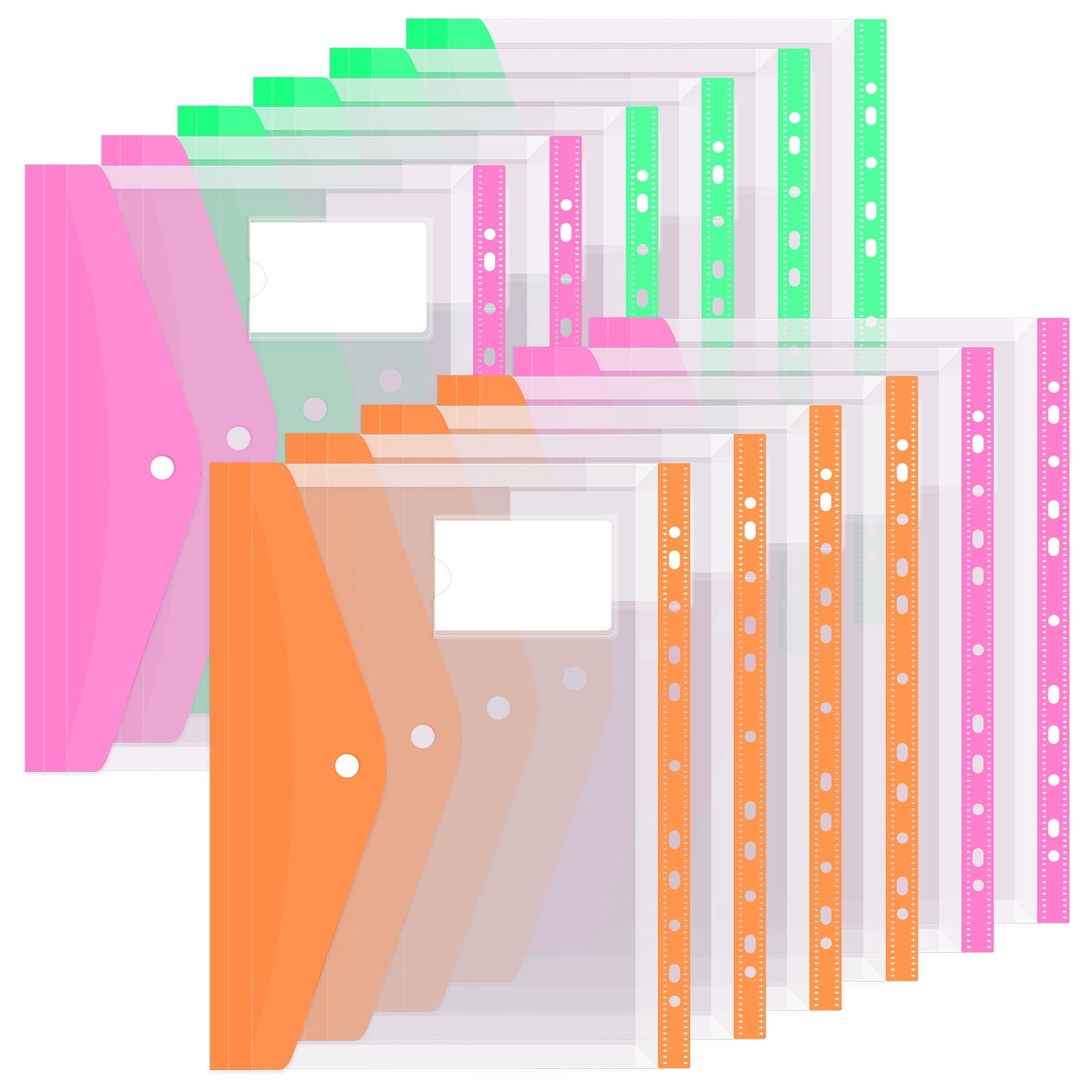 Toplive Plastic Envelopes Expandable Binder Folders with Snap Button, 3 ...