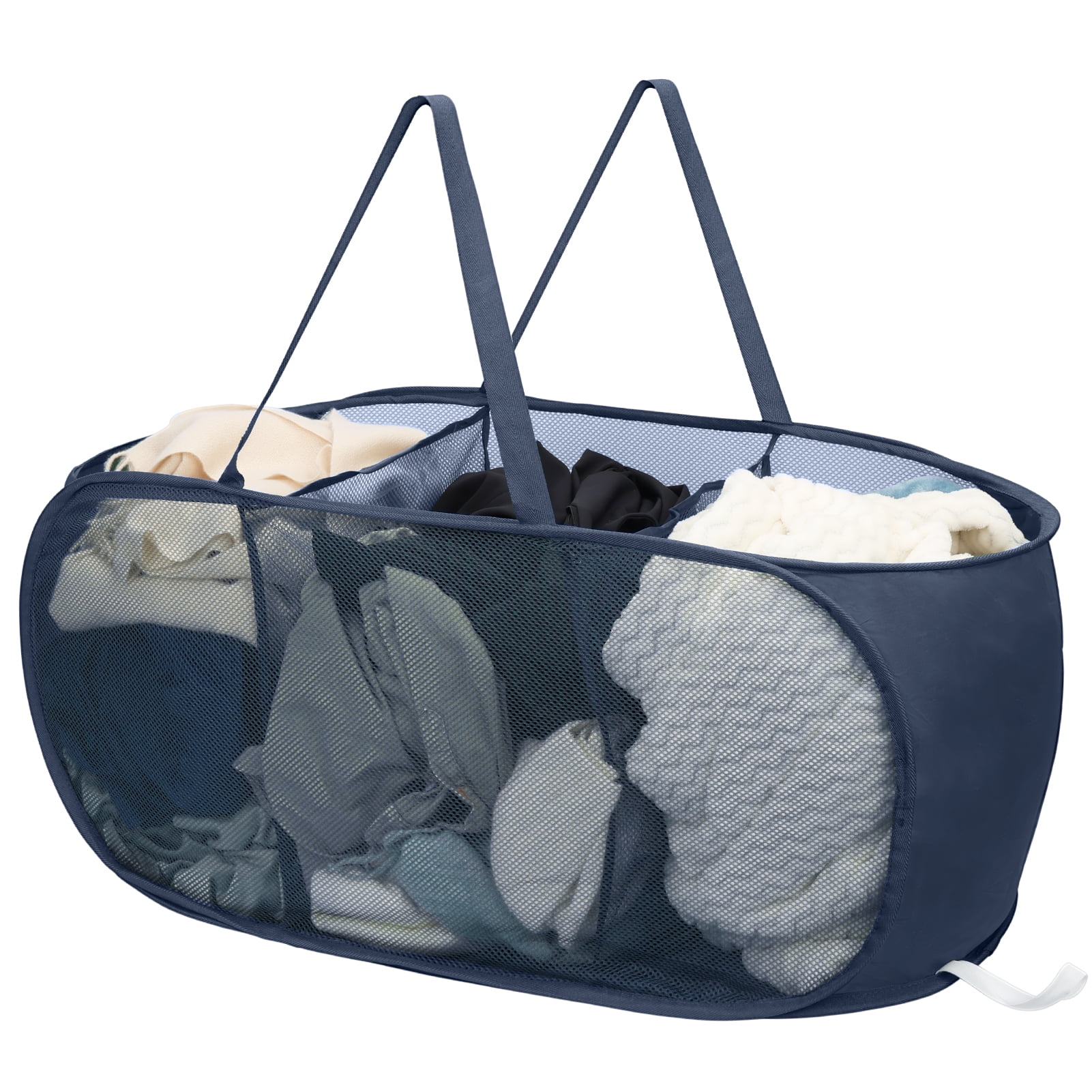 Toplive Pop-Up Collapsible Laundry Hamper, 3 Compartments with Side ...