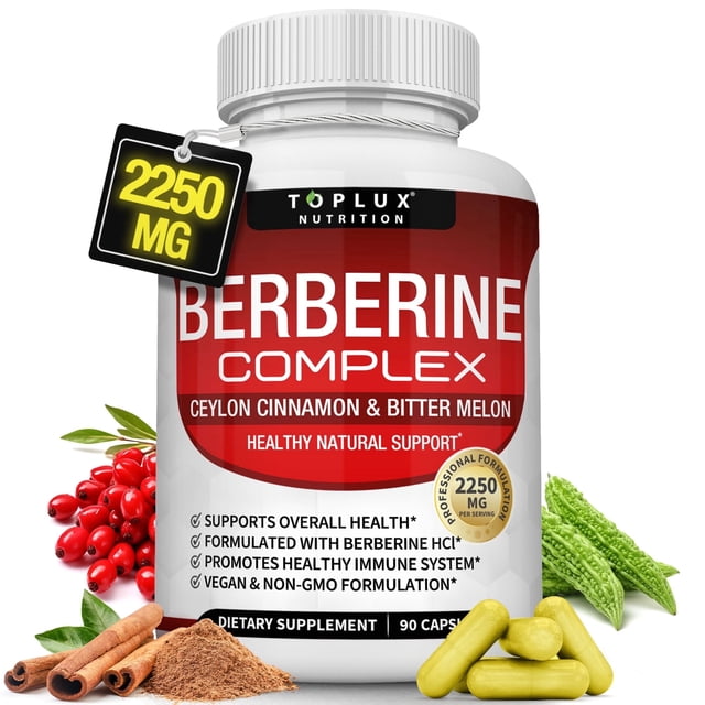 Toplux Dietary Supplement: Berberine Complex 2250mg with Ceylon ...