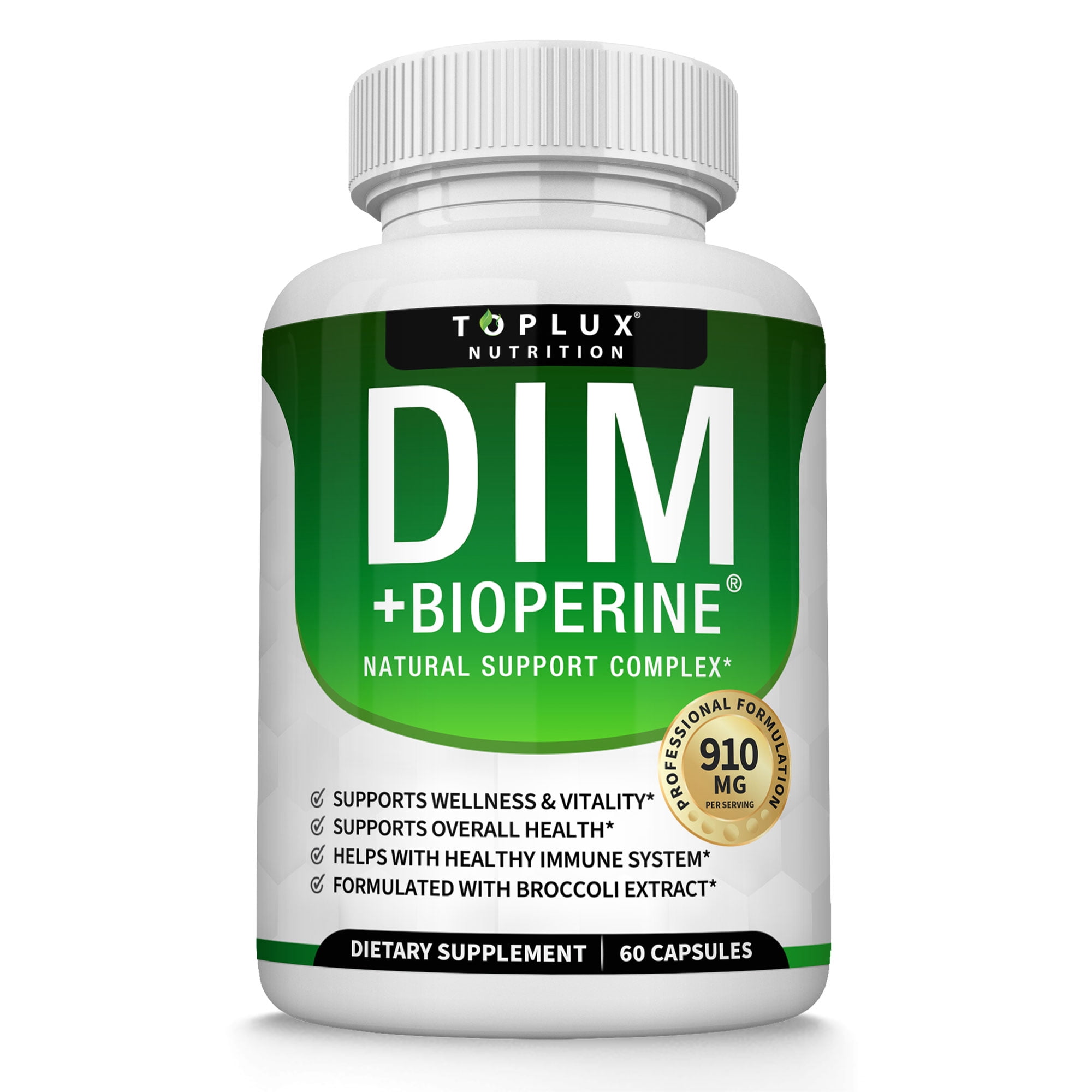 Toplux DIM (Diindolylmethane) Supplement 910mg with Bioperine, for men ...