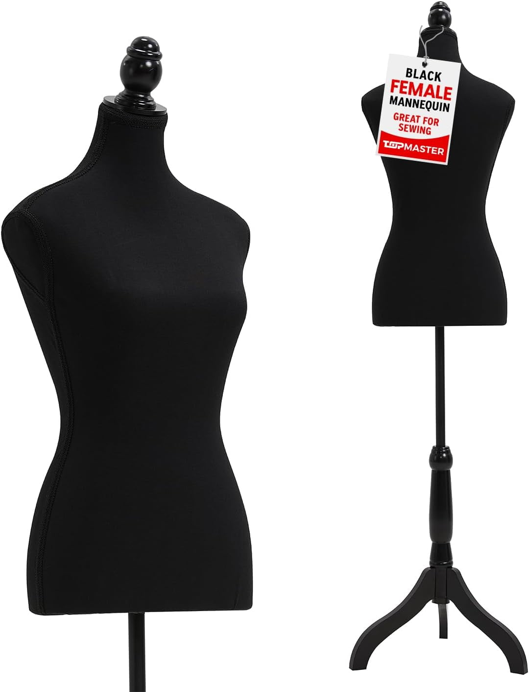 Topmaster Mannequin - Adjustable Height, Durable Foam and Canvas Construction, Wooden Base ...