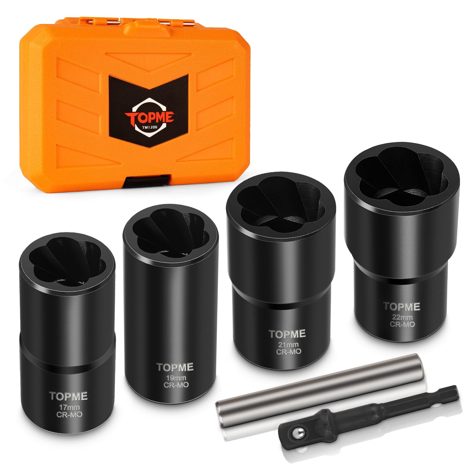 Topme Lug Nut Removal Tool, 6 Pieces Lug Nut Extractor Set 1/2 Inch ...