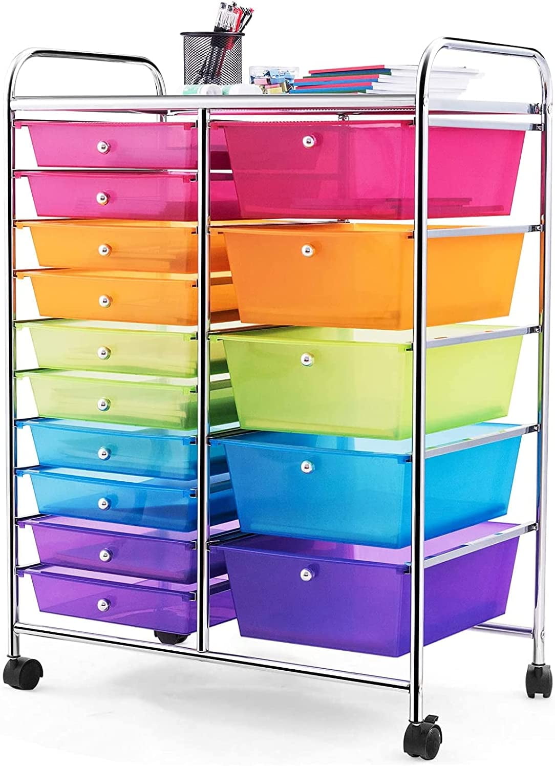 Topment Plastic Boxes 15 Drawer Rolling Organizer Cart Utility Storage ...