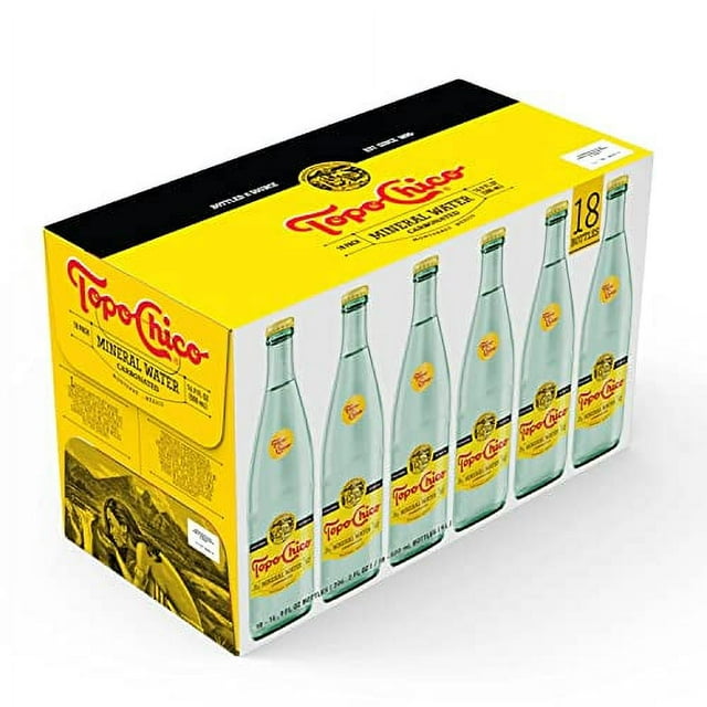 Topo Chico Sparkling Unflavored Mineral Water, Clear Glass Bottles, 16.9 fl. oz., 18 Pack ...