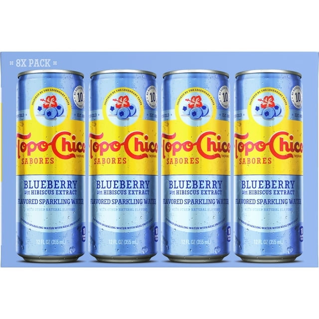 Topo Chico Sabores Blueberry With Hibiscus Extract Sparkling Water, 12 Pack, 12 fl oz - Walmart.com