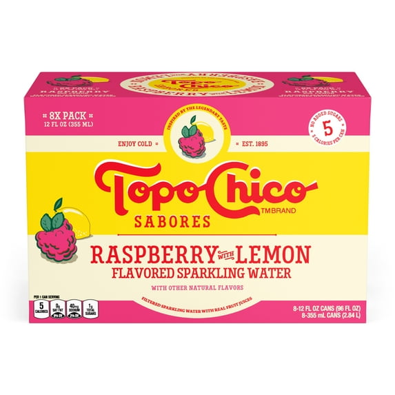 Topo Chico Sparkling Mineral Water with Raspberry and Lemon Cans 12 fl ...