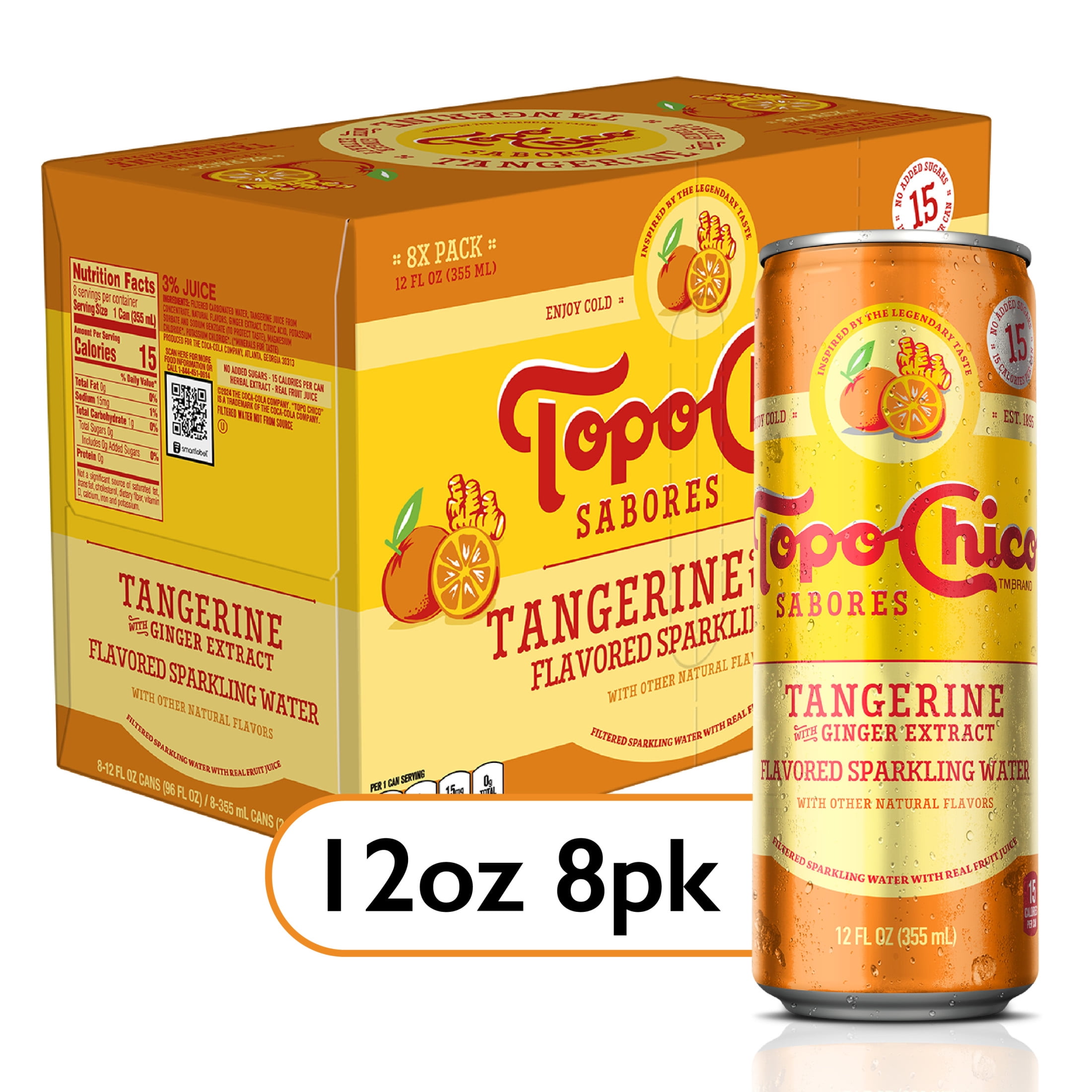 Topo Chico Sparkling Water, Tangerine with Ginger Extract, 12 fl oz, 8 Pack - Walmart.com