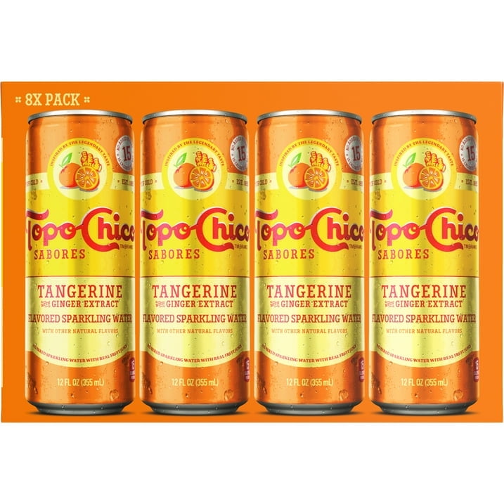 Topo Chico Sabores Tangerine With Ginger Extract Sparkling Water, 4 Cans, 12 fl oz - Walmart.com