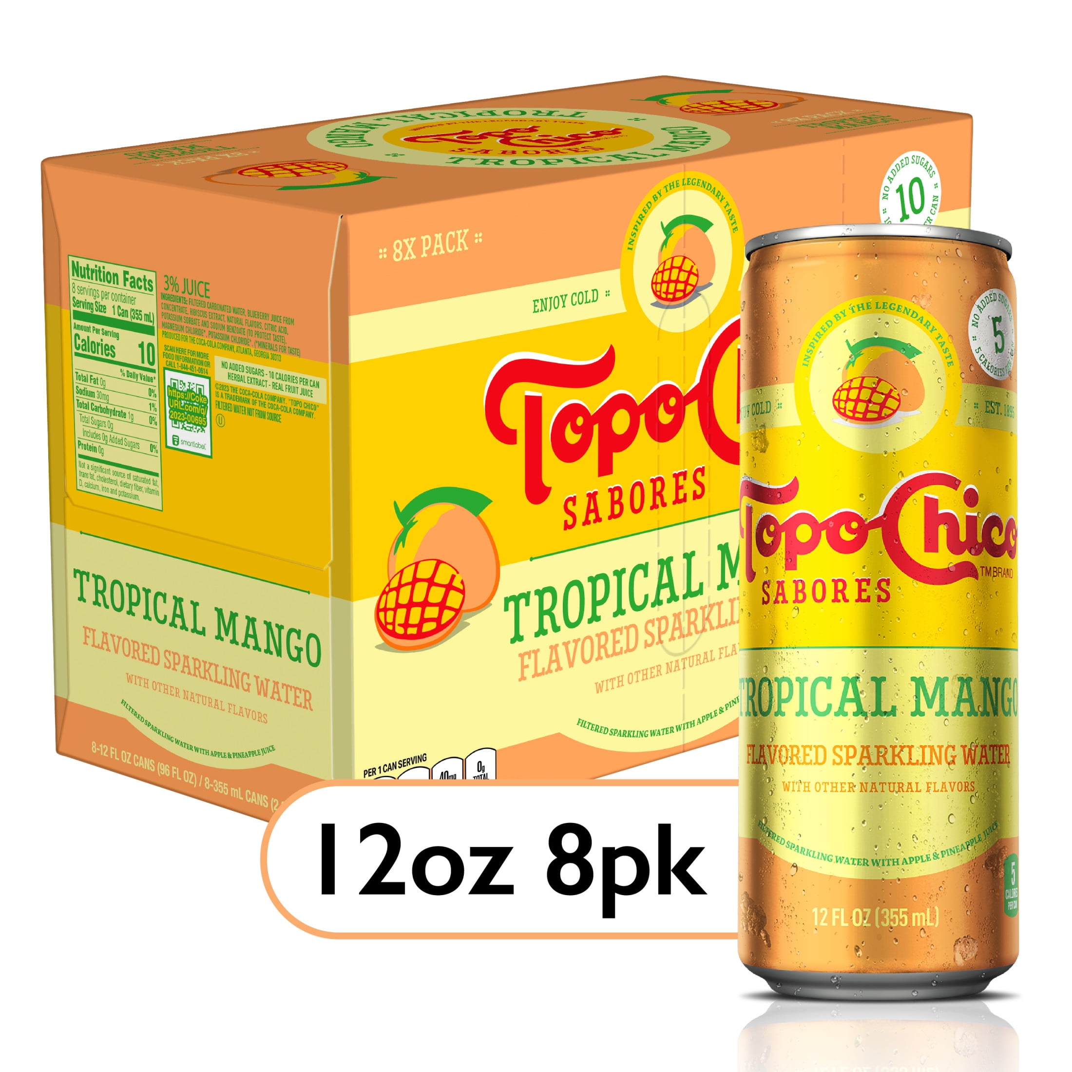 Topo Chico Sabores Tropical Mango Cans, 12 fl oz, 8 Pack - Walmart.com