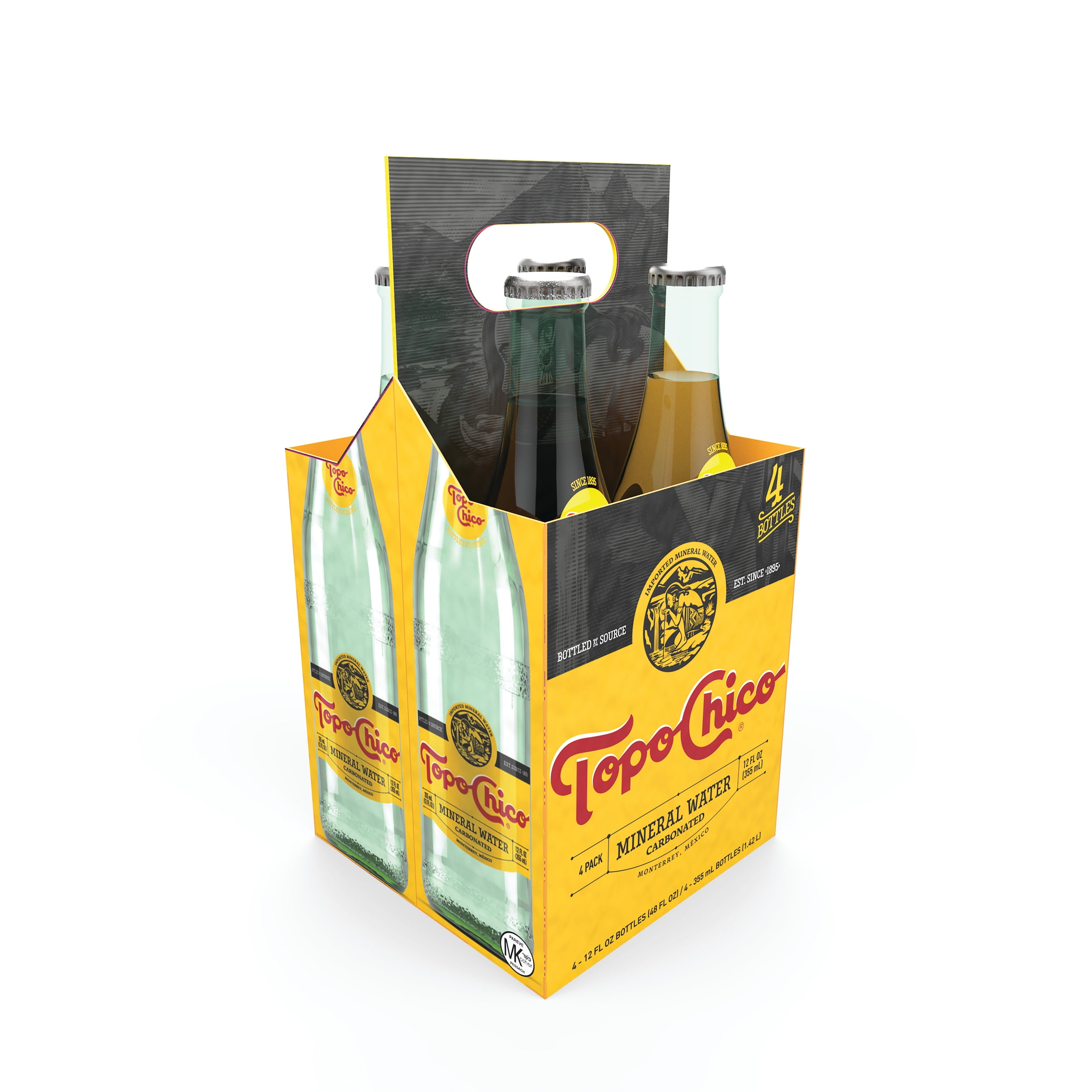 Topo Chico Sparkling Mineral Water Glass Bottles, 12 fl oz, 4 Pack ...
