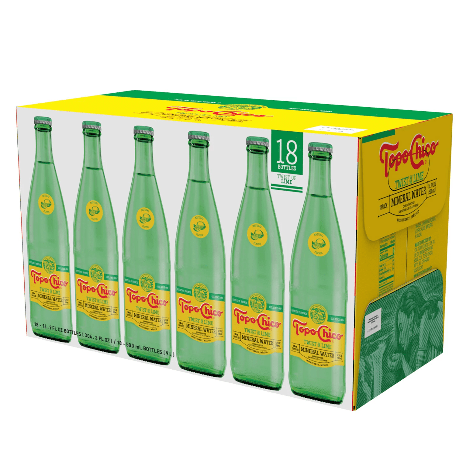 Topo Chico Twist of Lime Sparkling Mineral Water, 16.9 fl oz, 18 Ct ...