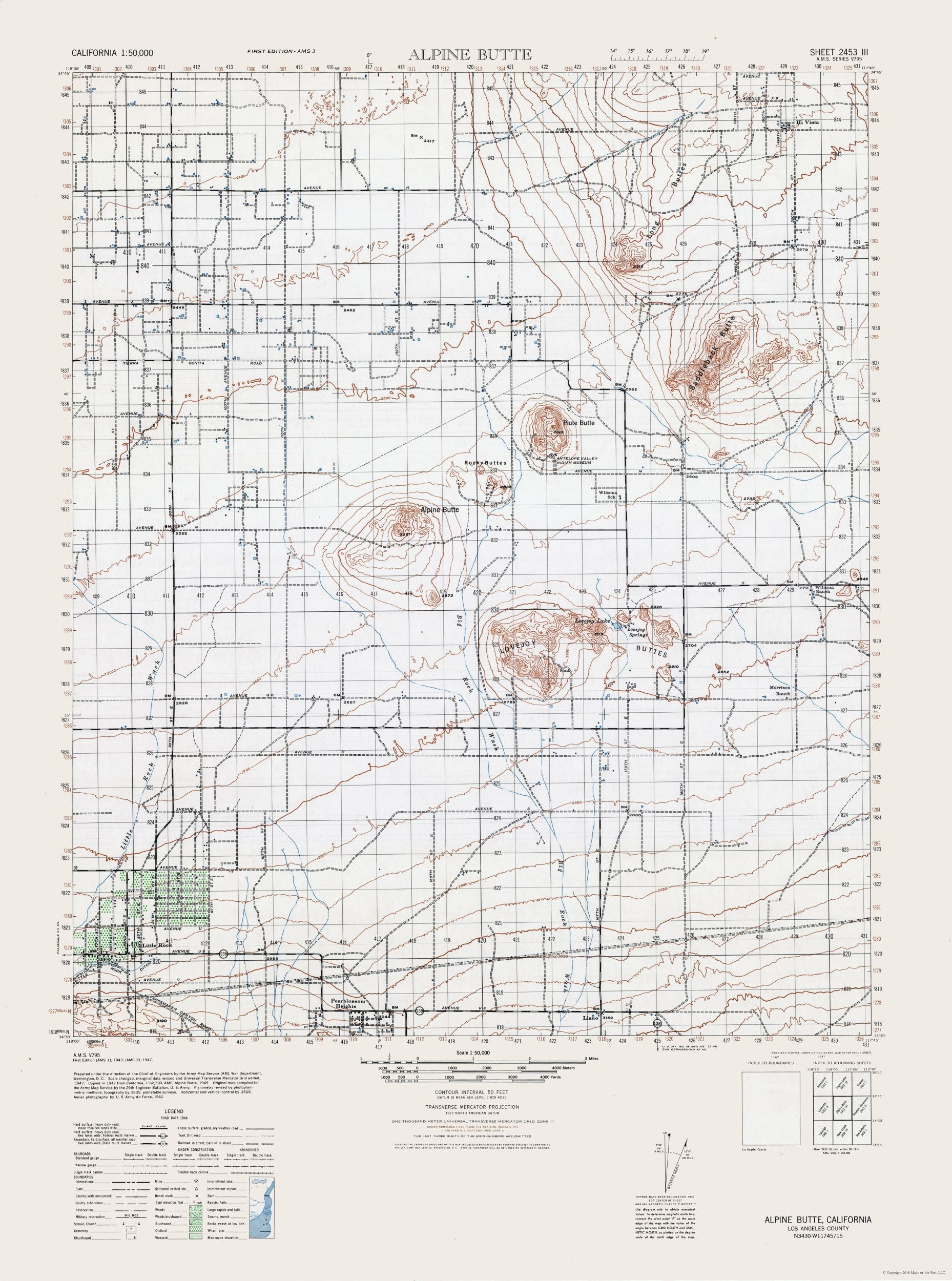 Topographical Map - Alpine Butte Sheet - US Army 1943 - 23 x 30.95 ...