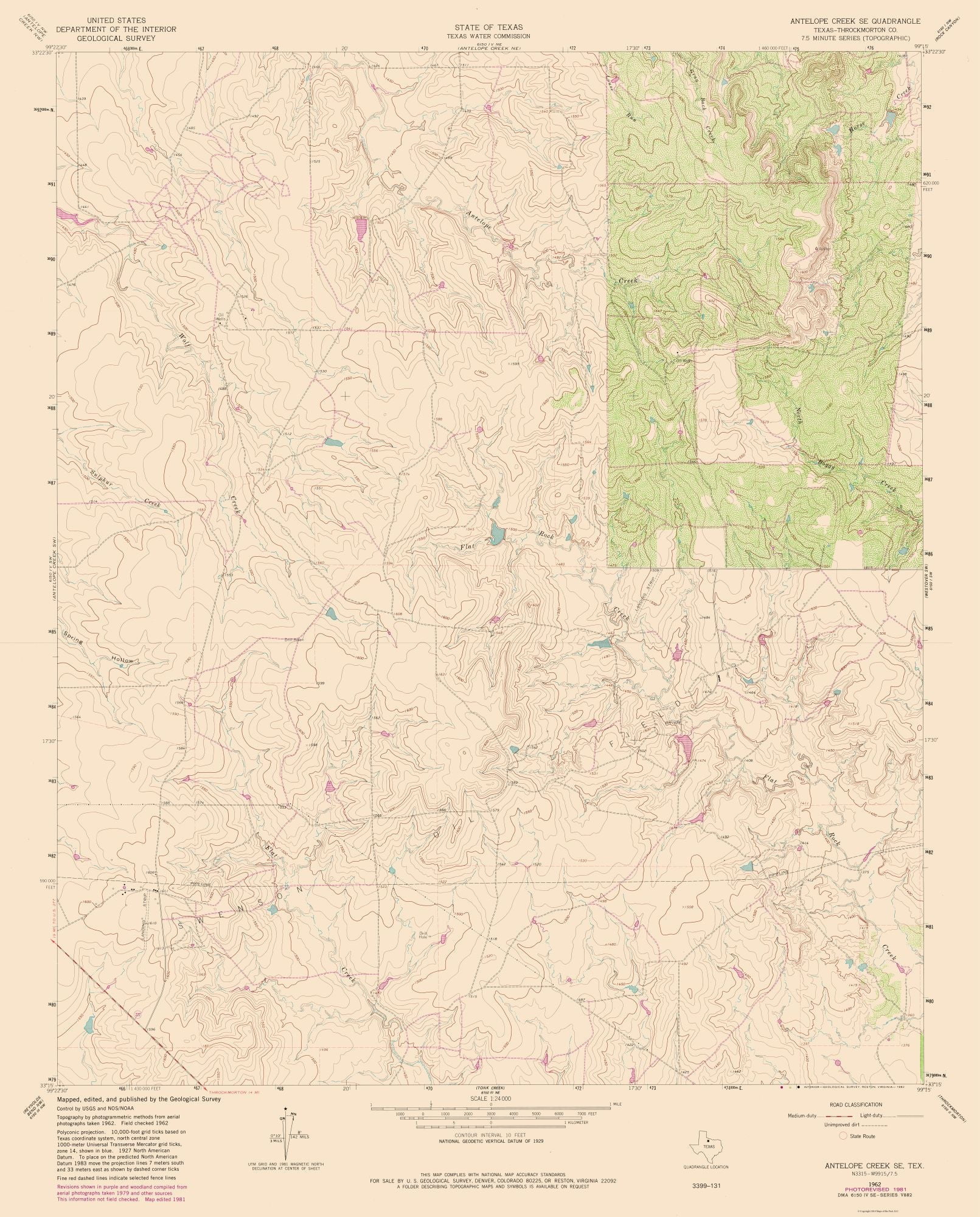 Topographical Map - Antelope Creek Texas South East Quad - USGS 1962 ...